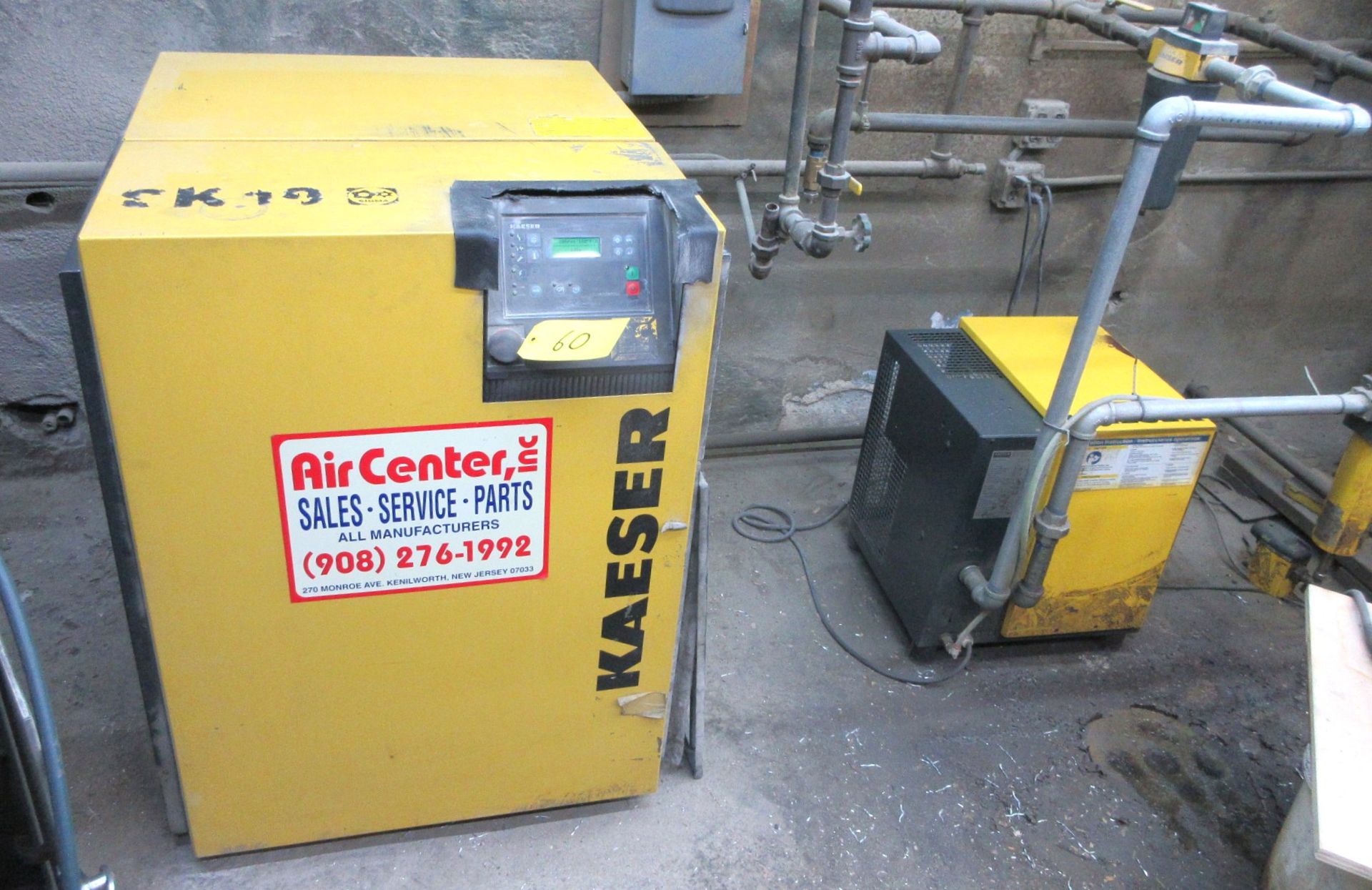 15HP Kaeser Mdl. SK10 Rotary Screw Type Air Compressor, 68 CFM, 110 PSI ...