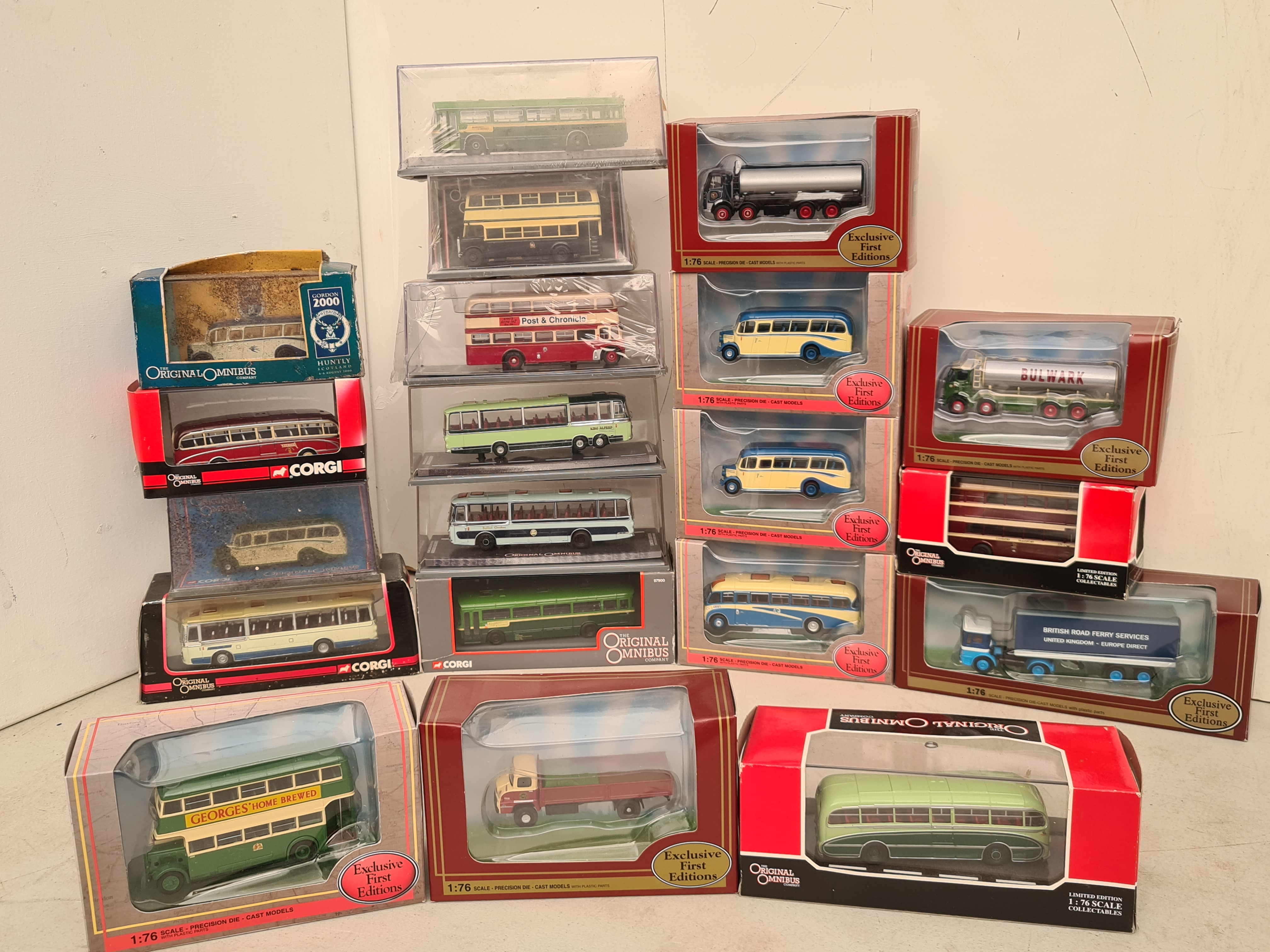 Eight boxed Exclusive First Editions 1:76 scale Buses and Commercial ...