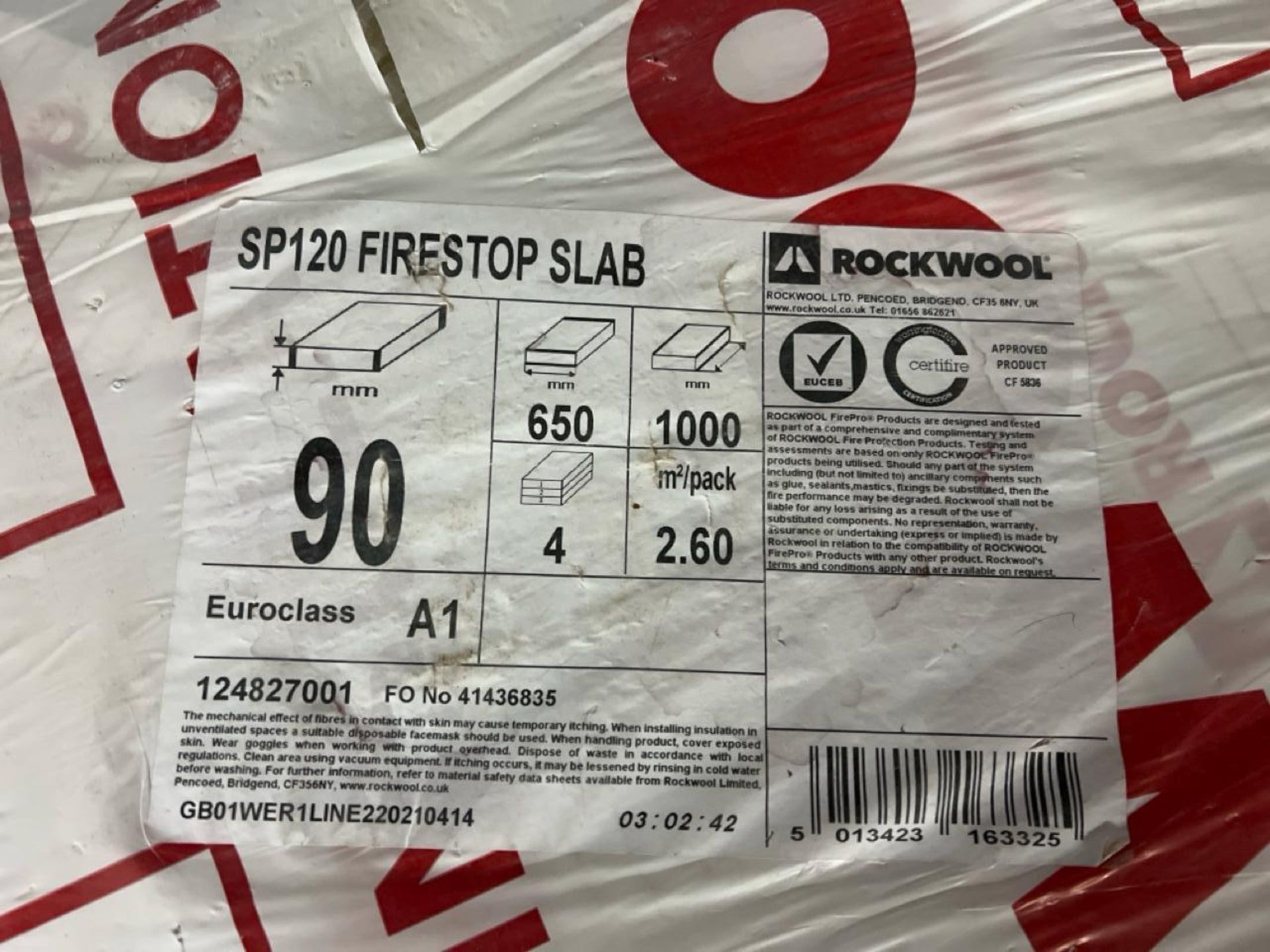 Pack Of Rockwool SP120 Firestop Slabs x2 Packs of 4 units Approximate ...