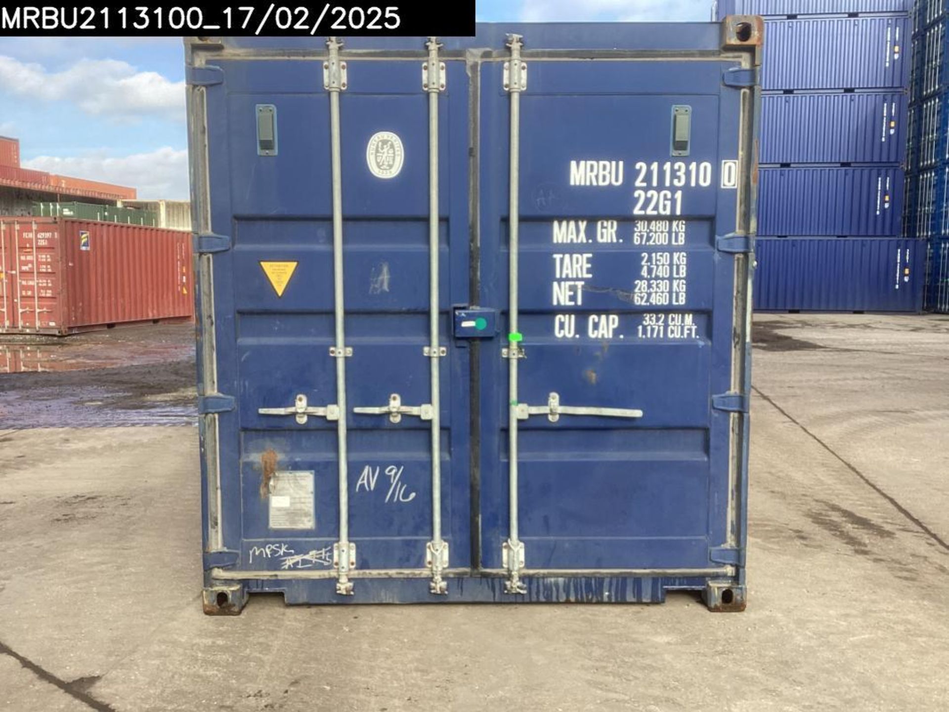 One Trip 20ft Shipping Container 2021 Build RAL 5013 Colour (Blue) 12 ...