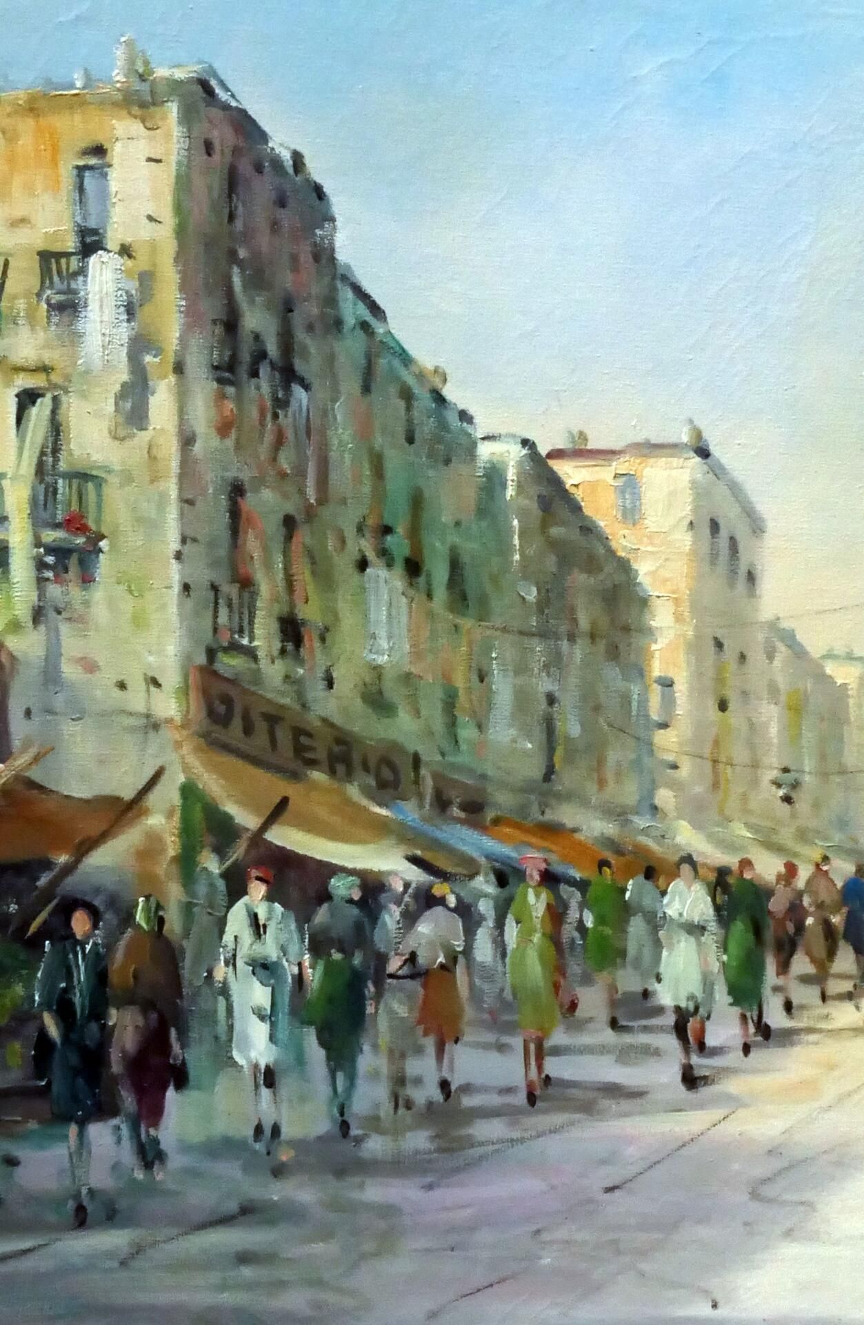 "Italienischer Wochenmarkt" - Gemälde, Öl auf Leinwand, ca. 59 x 118 cm ...