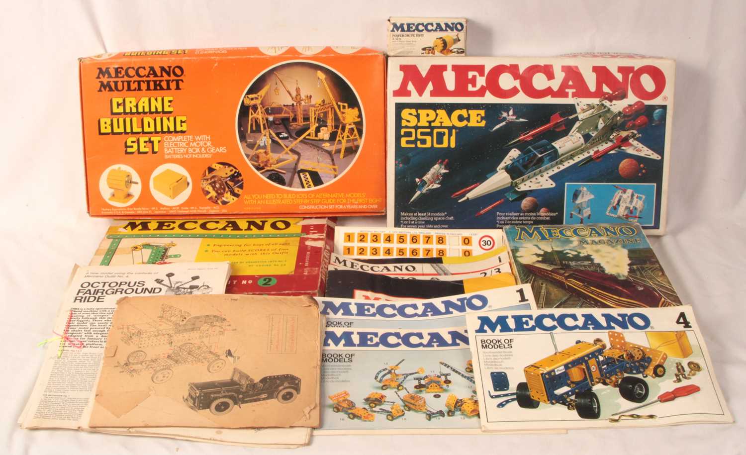 Meccano - Group of sets, booklets & other items. To include Crane ...