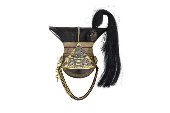 A VICTORIAN CHAPKA OF THE 16TH LANCERS with black leather skull and ...