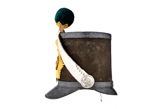 A LIGHT INFANTRY OFFICER'S SHAKO OF ALBERT PATTERN the cylindrical body ...