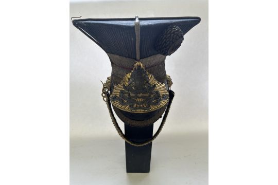 A VICTORIAN CHAPKA OF THE 16TH LANCERS with black leather skull and ...