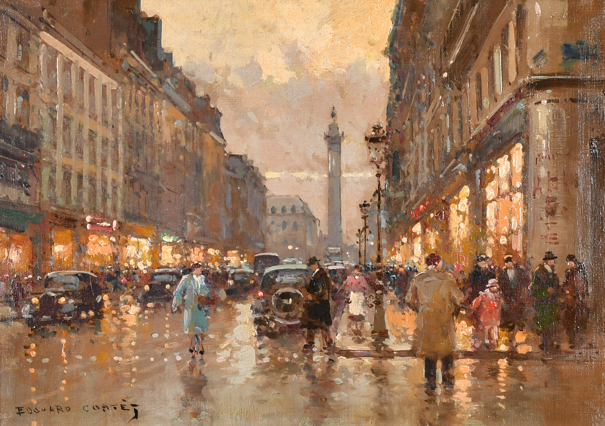 Edouard Cortes (1882-1969) French. Rue de la Paix, Place Vendome, Oil ...
