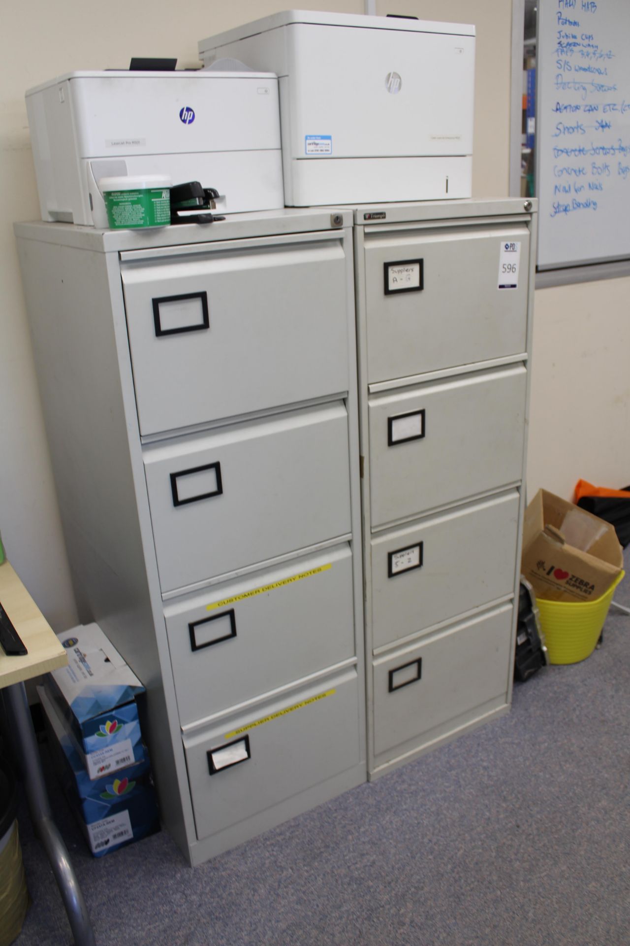 2 Grey Steel 4 Drawer Filing Cabinet (Location: Dorchester Please Refer ...