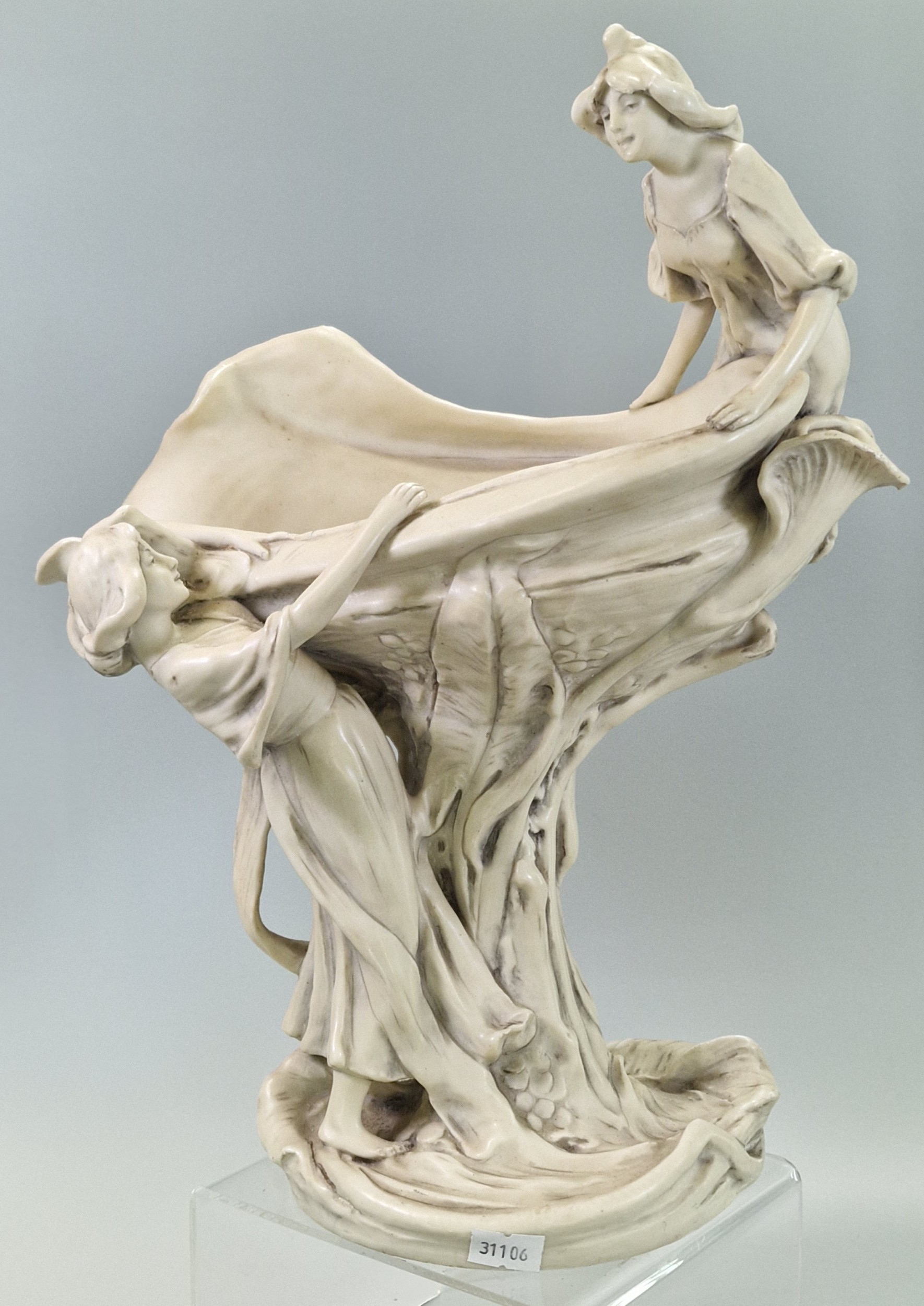 Royal Dux figural vase in the form of a Siren, on a large conch shell ...