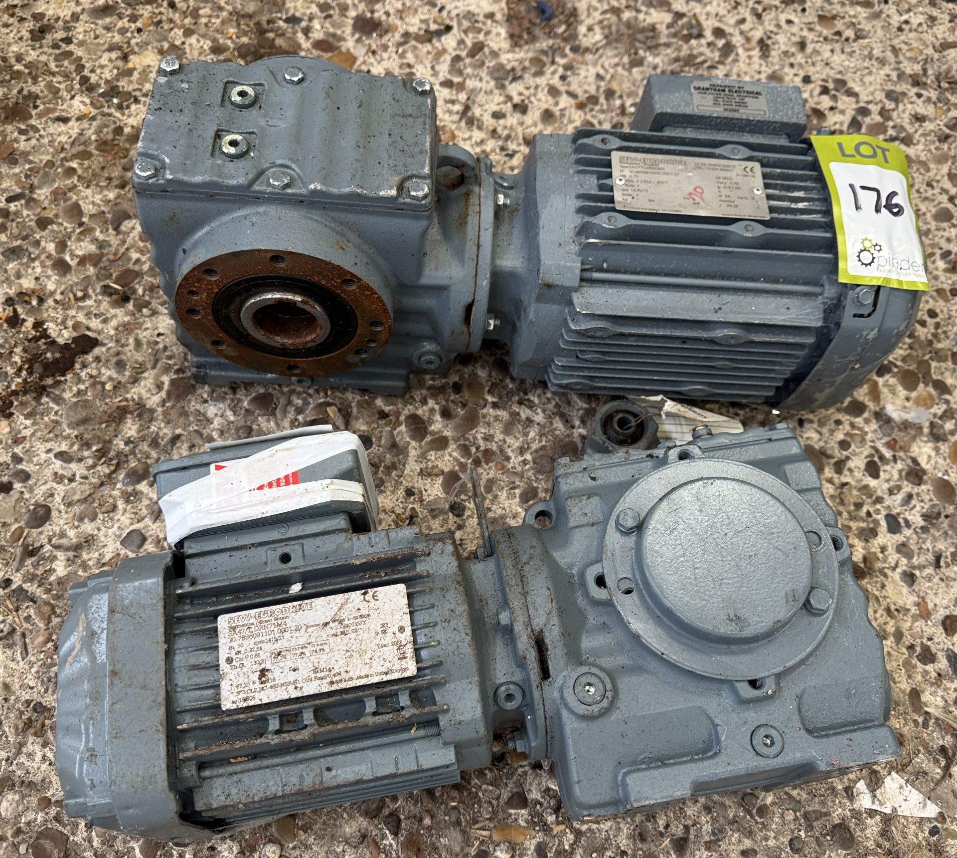 2 Sew Eurodrive Geared Motors, 0.75kw and 0.37kw