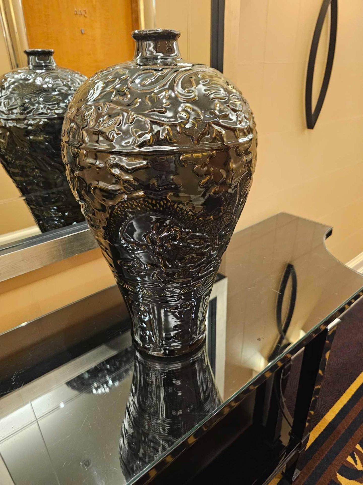 Gloss Black Ceramic Vase by Asiatides, Paris Baluster-form vase with ...