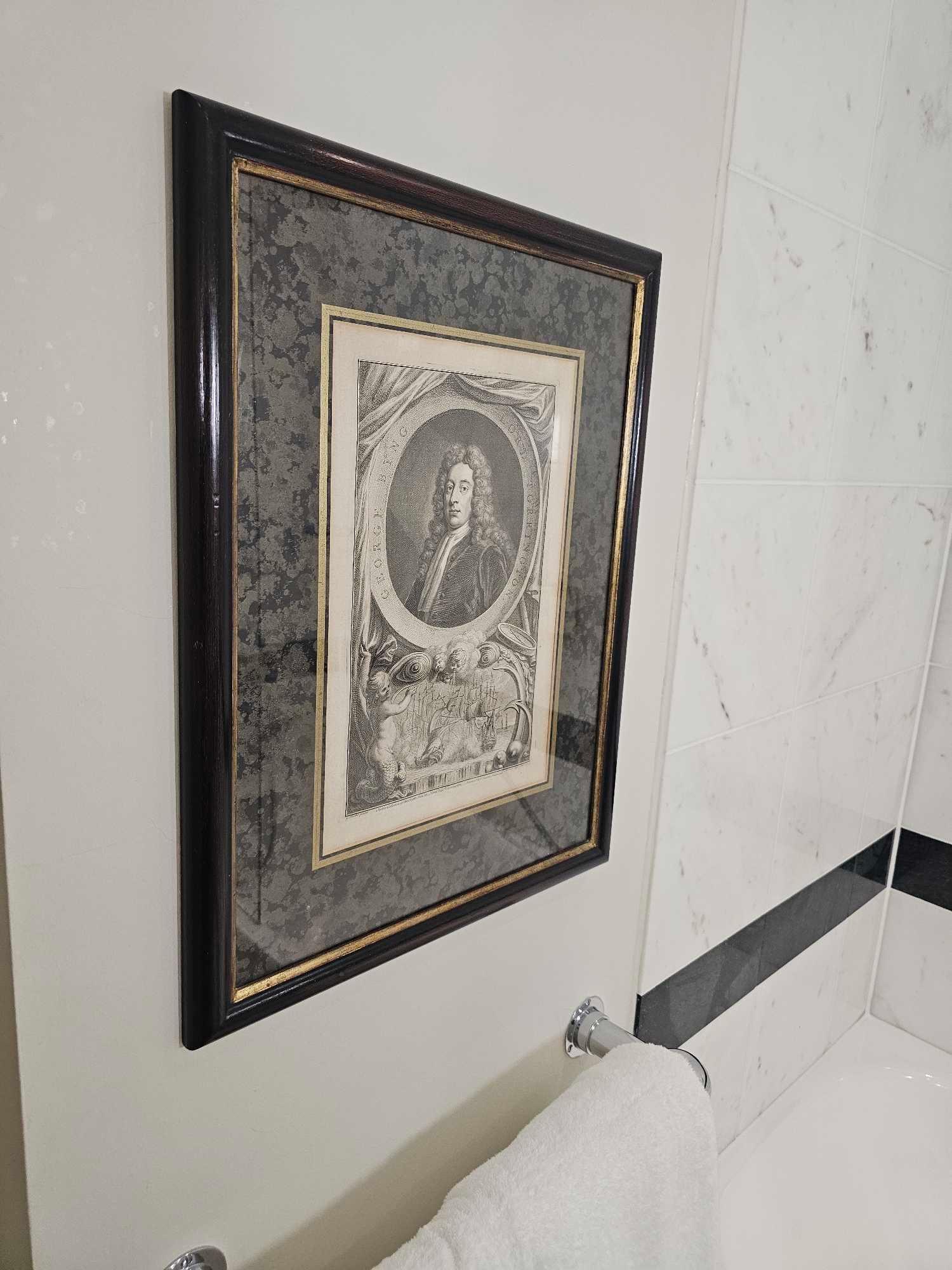 Framed print after a line engraving of George Byng, 1st Viscount ...