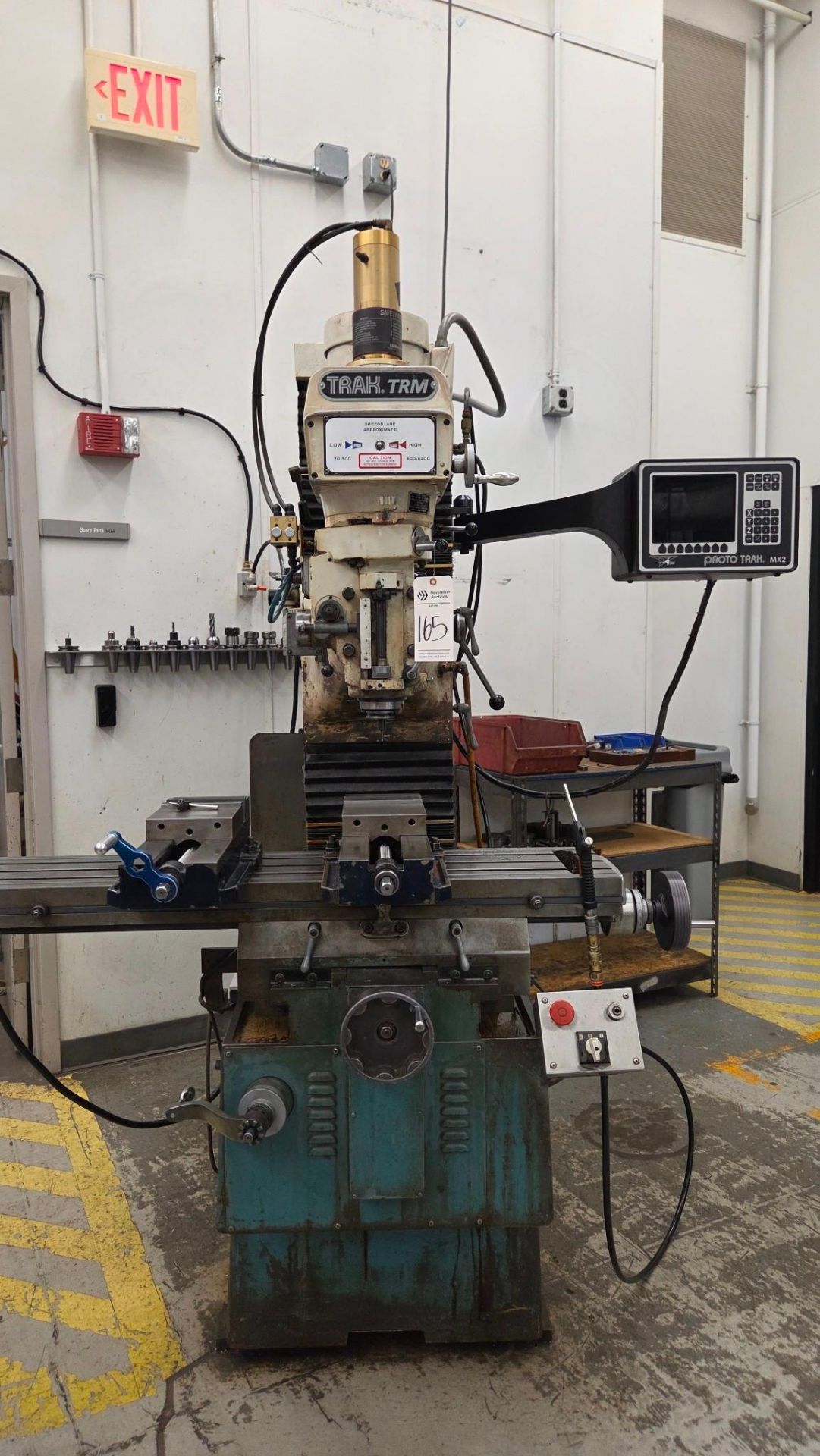 TRAK TRM VERTICAL KNEE MILL, SWI PROTOTRAK MX2 DRO S/N: 95-640 ...
