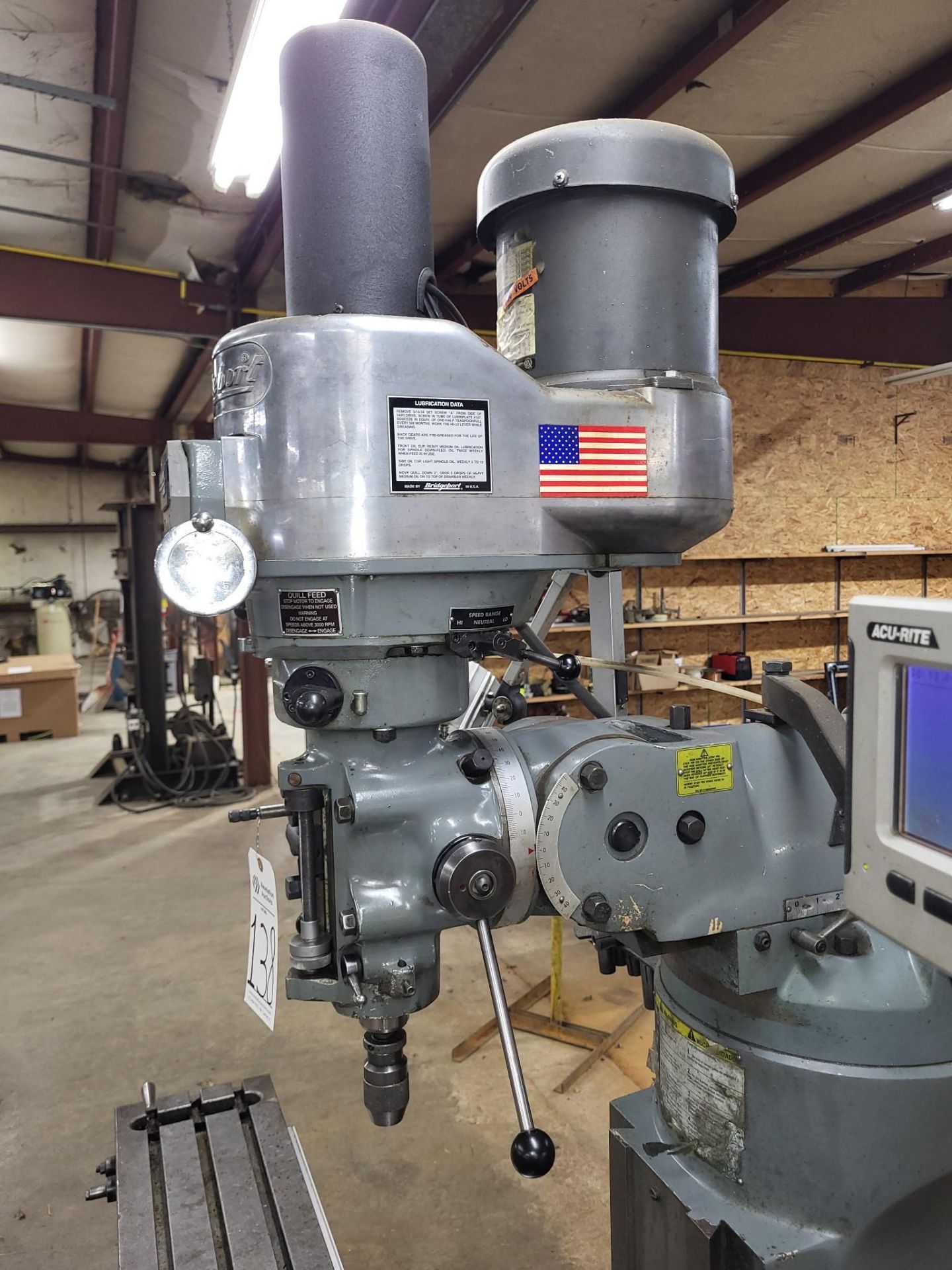 BRIDGEPORT SERIES 1 KNEE MILL WITH KURT POWERLOCK AUTO POWER DRAWBAR ...
