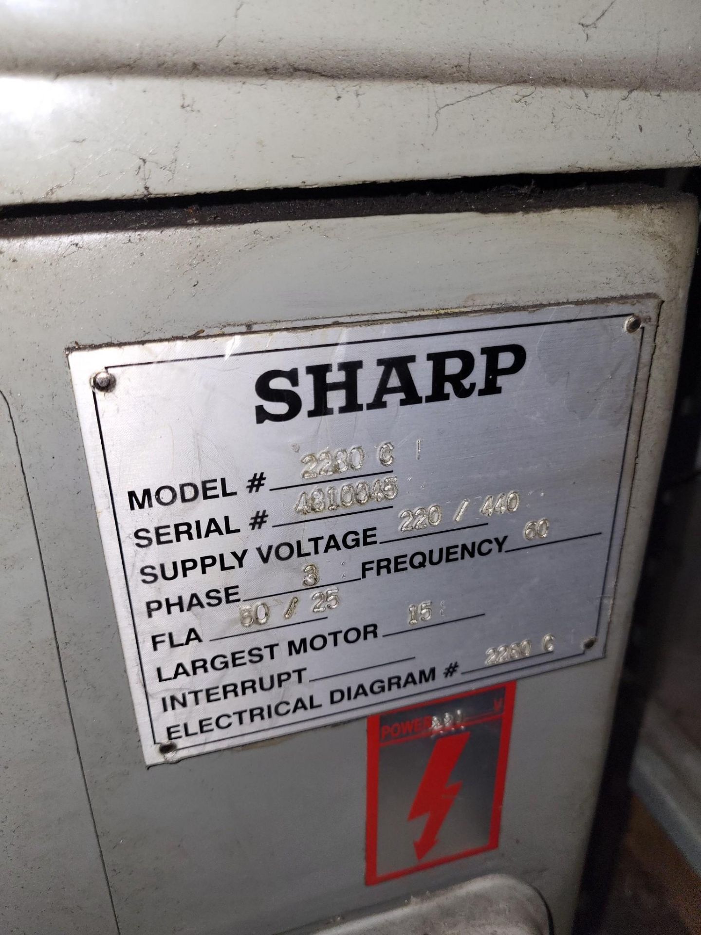 SHARP 2280C 120.5" L 15 HP 12 SPEED PRECISION ENGINE LATHE SN: 4810045 ...