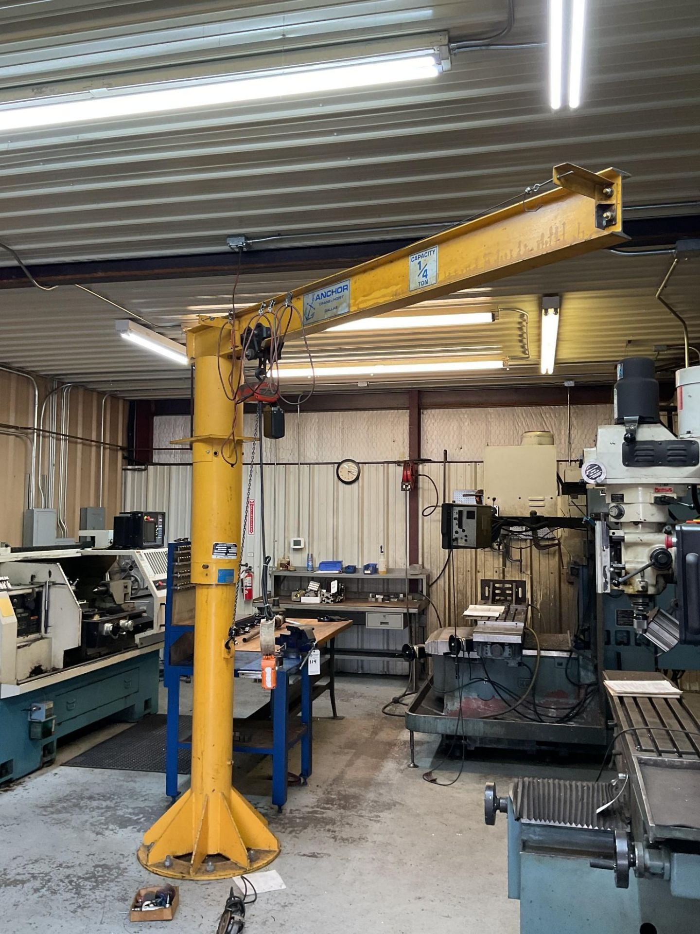 ANCHOR 1/4 JIB CRANE WITH CM 300LB HOIST HEIGHT 106 INCH REACH 100 INCH ...