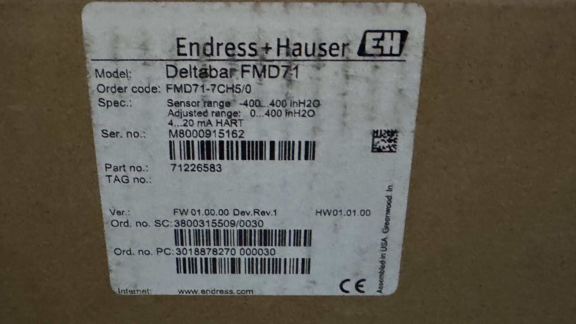 Endre Hausser Differential Pressure Measuring Units, model Delta Bar ...