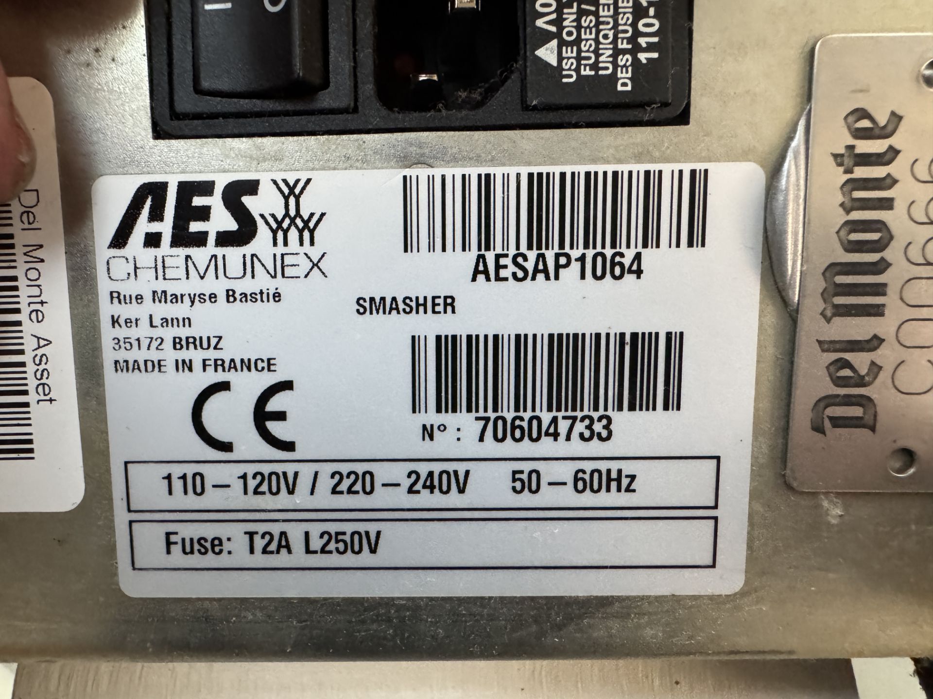 AES Chemunex Paddle Blender, model Smasher, s/n 70604733, 80 to 400 ml ...