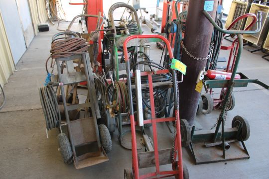 [Lot] of (8) assorted oxy-acetylene carts w/ hose and gauges [Out front ...