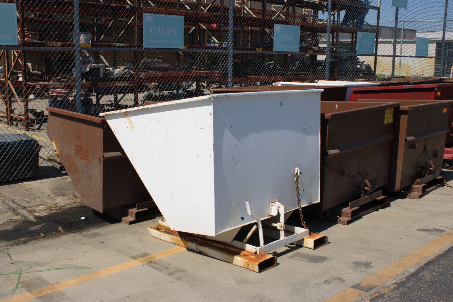 Self dumping forklift dump hoppers [Outside of Warehouse 1]