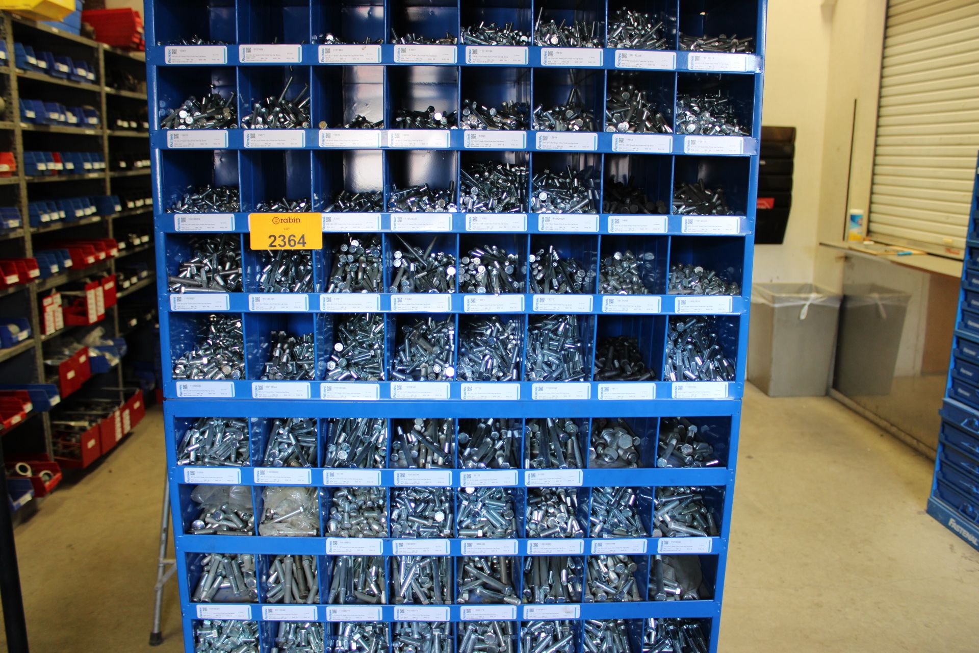 Large lot of Fastenal storage shelve, cubbies and storage cabinets ...