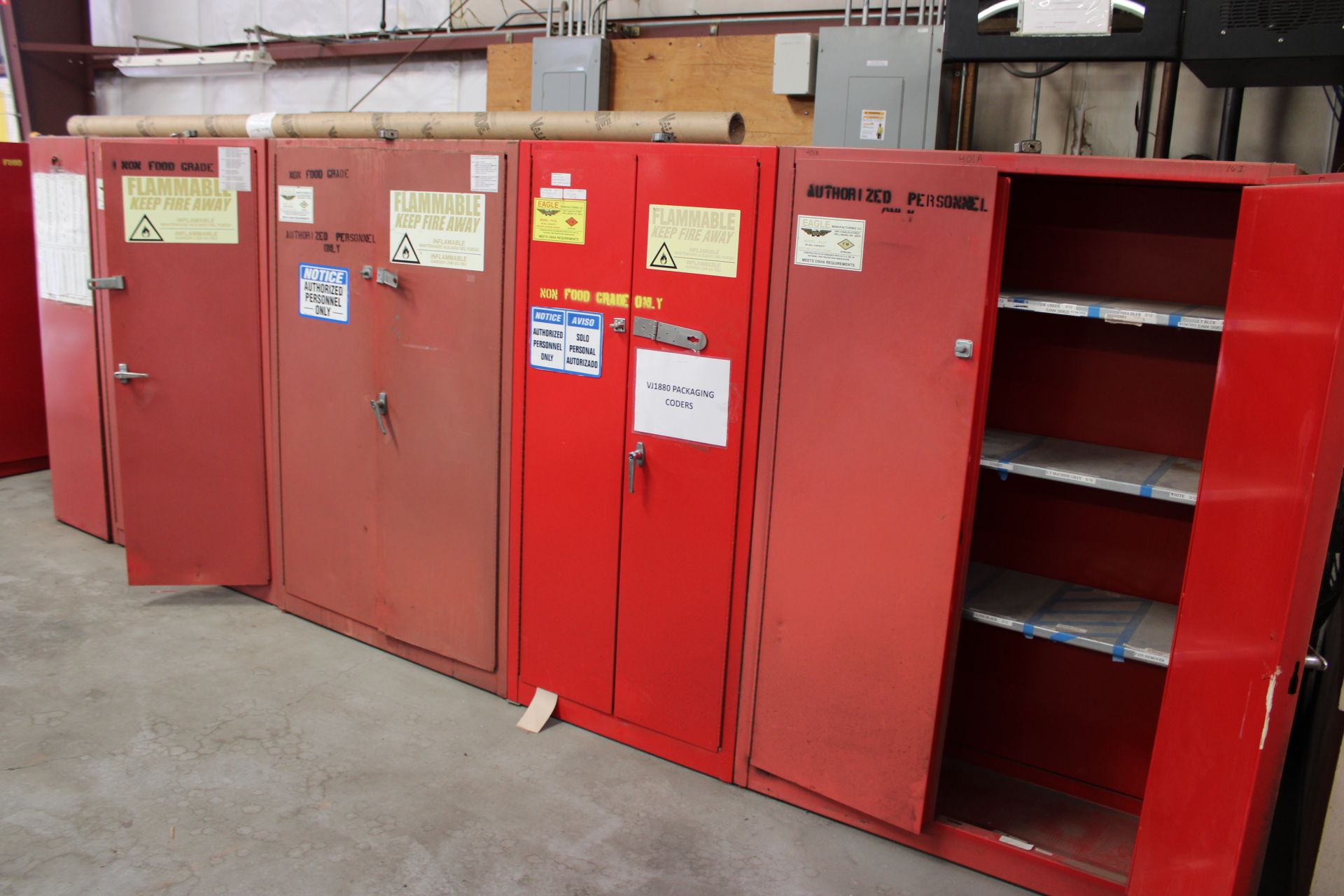 Eagle flammable storage cabinets consisting of (3) 2-door, 60 gallon ...
