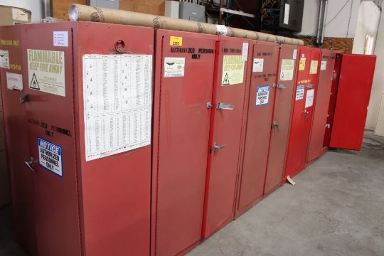 Eagle flammable storage cabinets consisting of (3) 2-door, 60 gallon ...