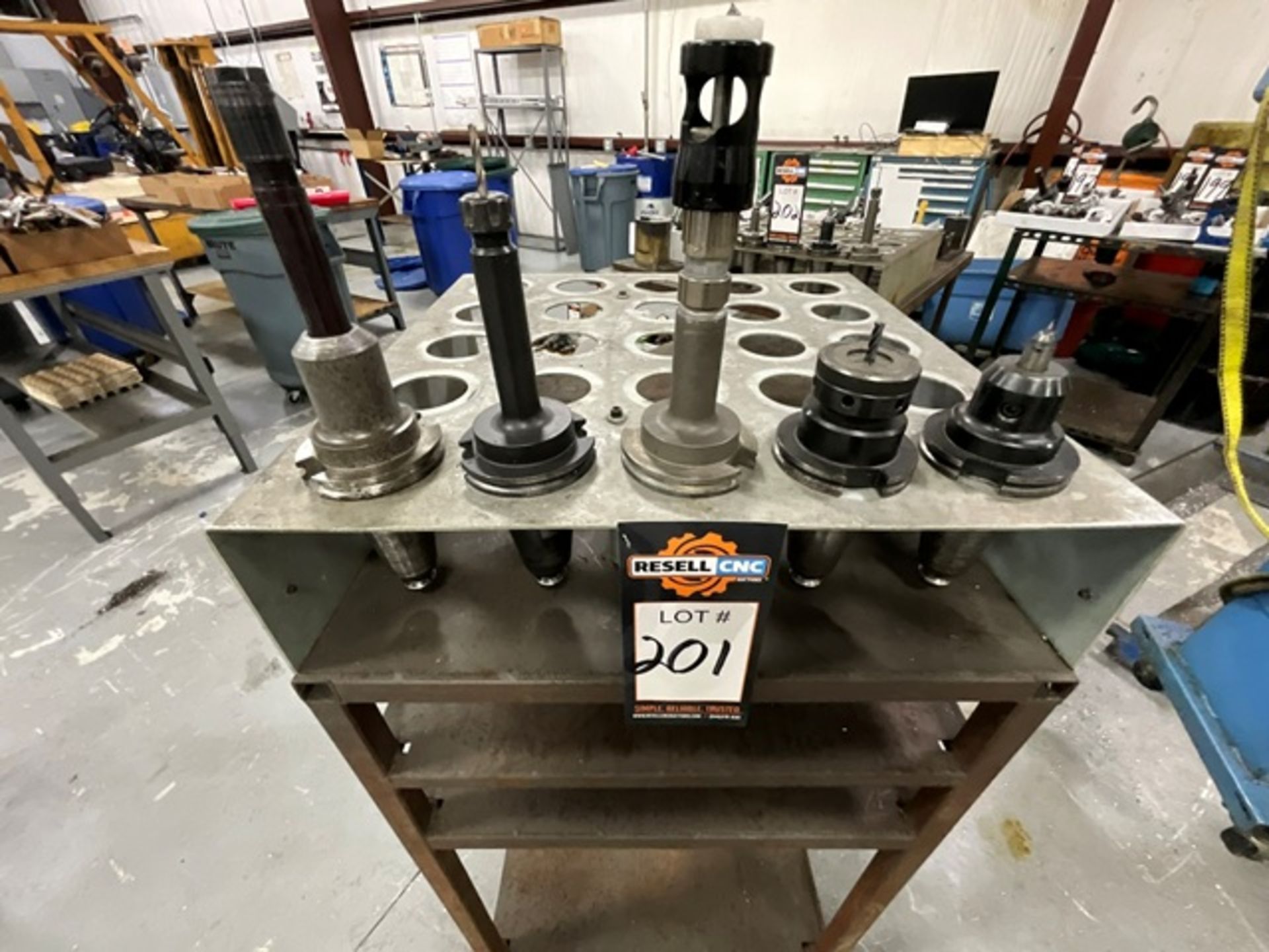(5) CAT 50 Tool Holders with Tool Rack & Stand
