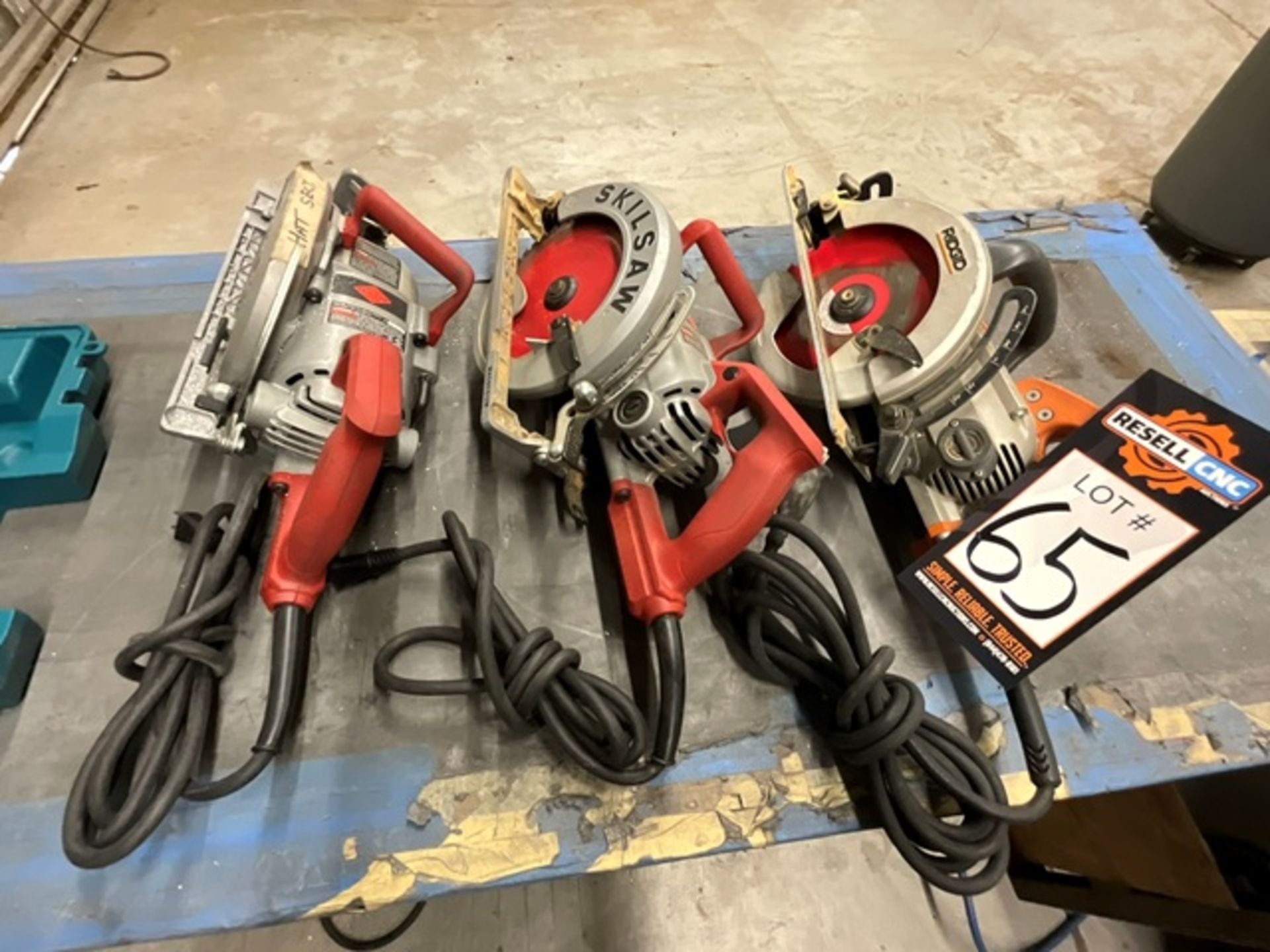 (2) Skill Saws, (1) Ridgid Saw