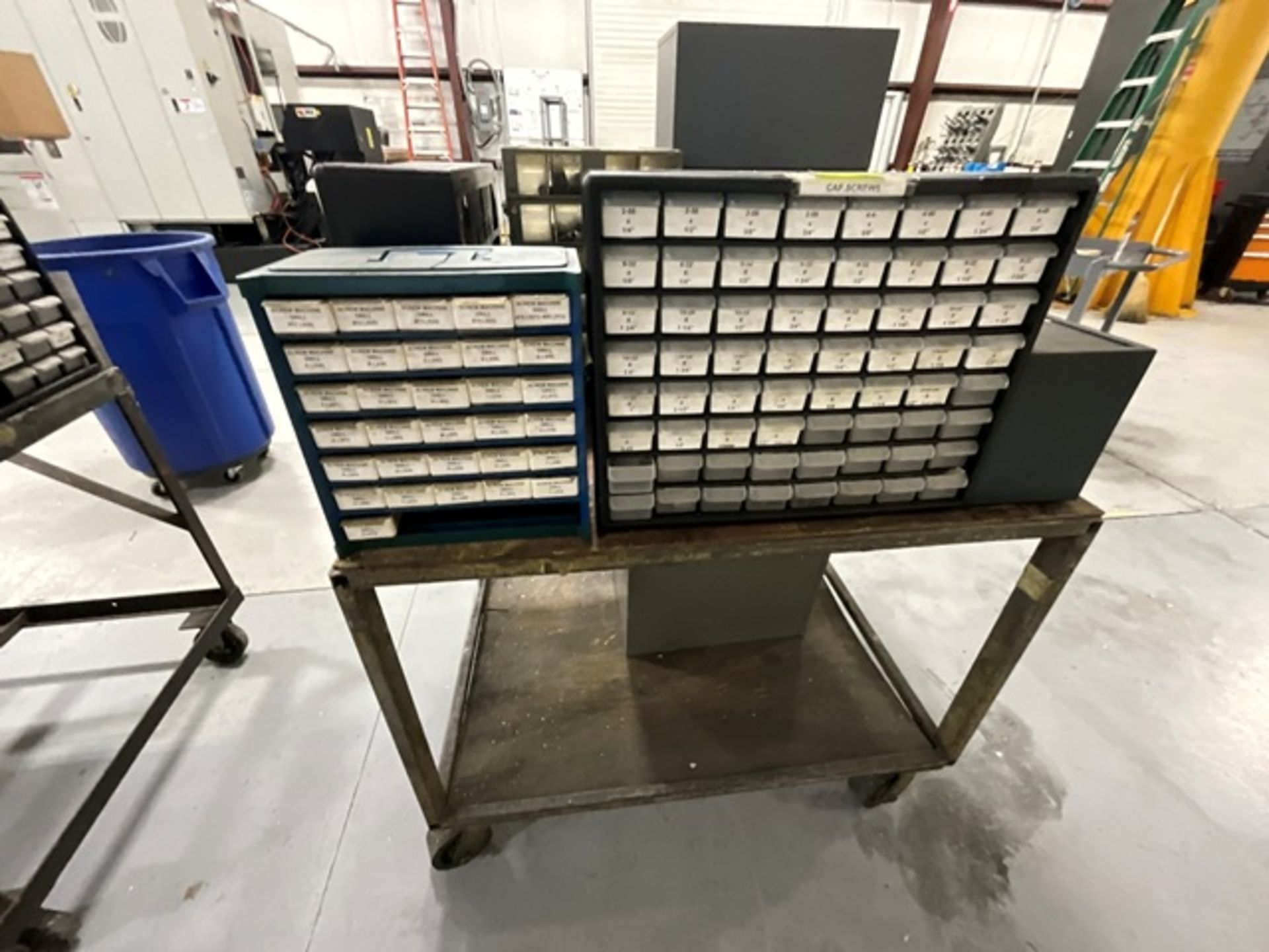 Cart with (9) Assorted Tool Storge Cabinets and Bins - Cart: 40" x 30 ...