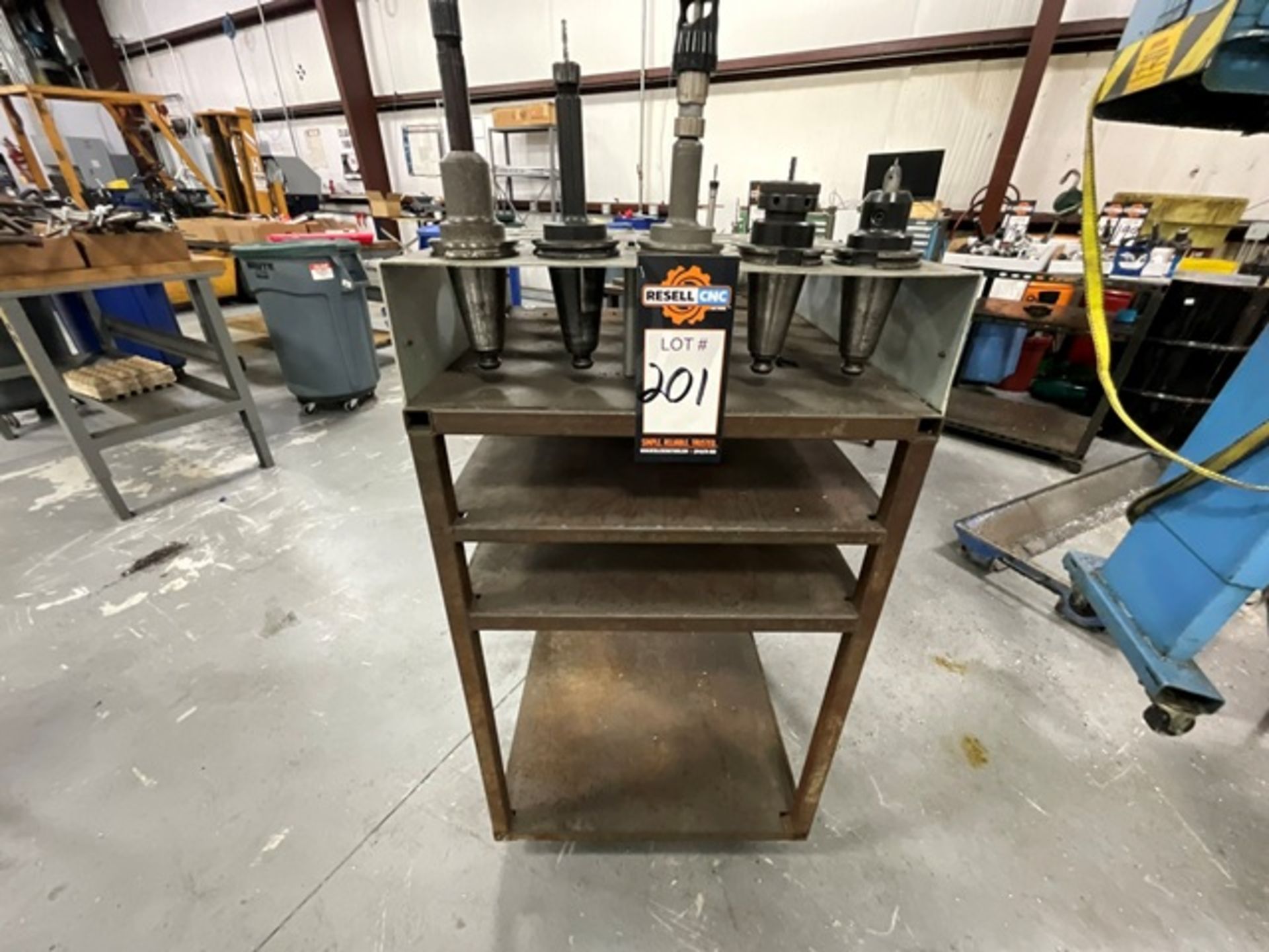 (5) CAT 50 Tool Holders with Tool Rack & Stand