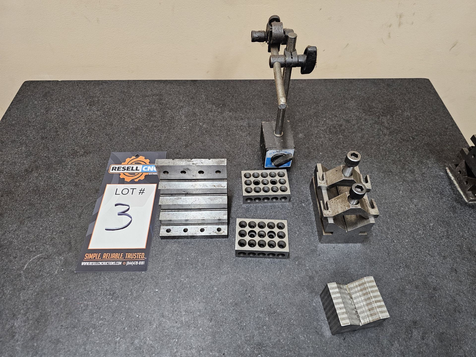 Set of (2) 1,2,3 Blocks, V-Blocks, Step Blocks, and Indicator Stand