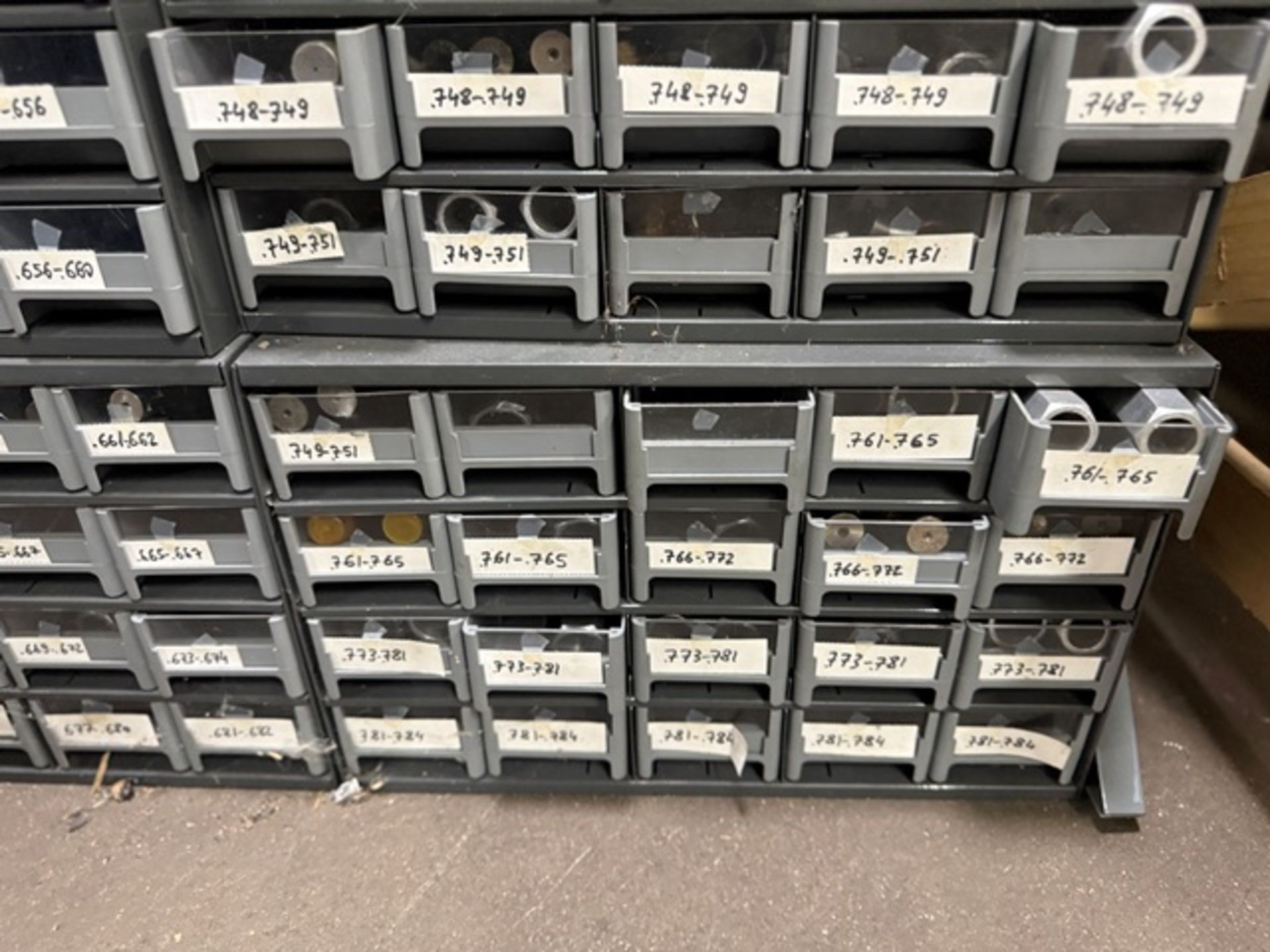 Large Assortment of Plug Gages in Drawered Storage Rack