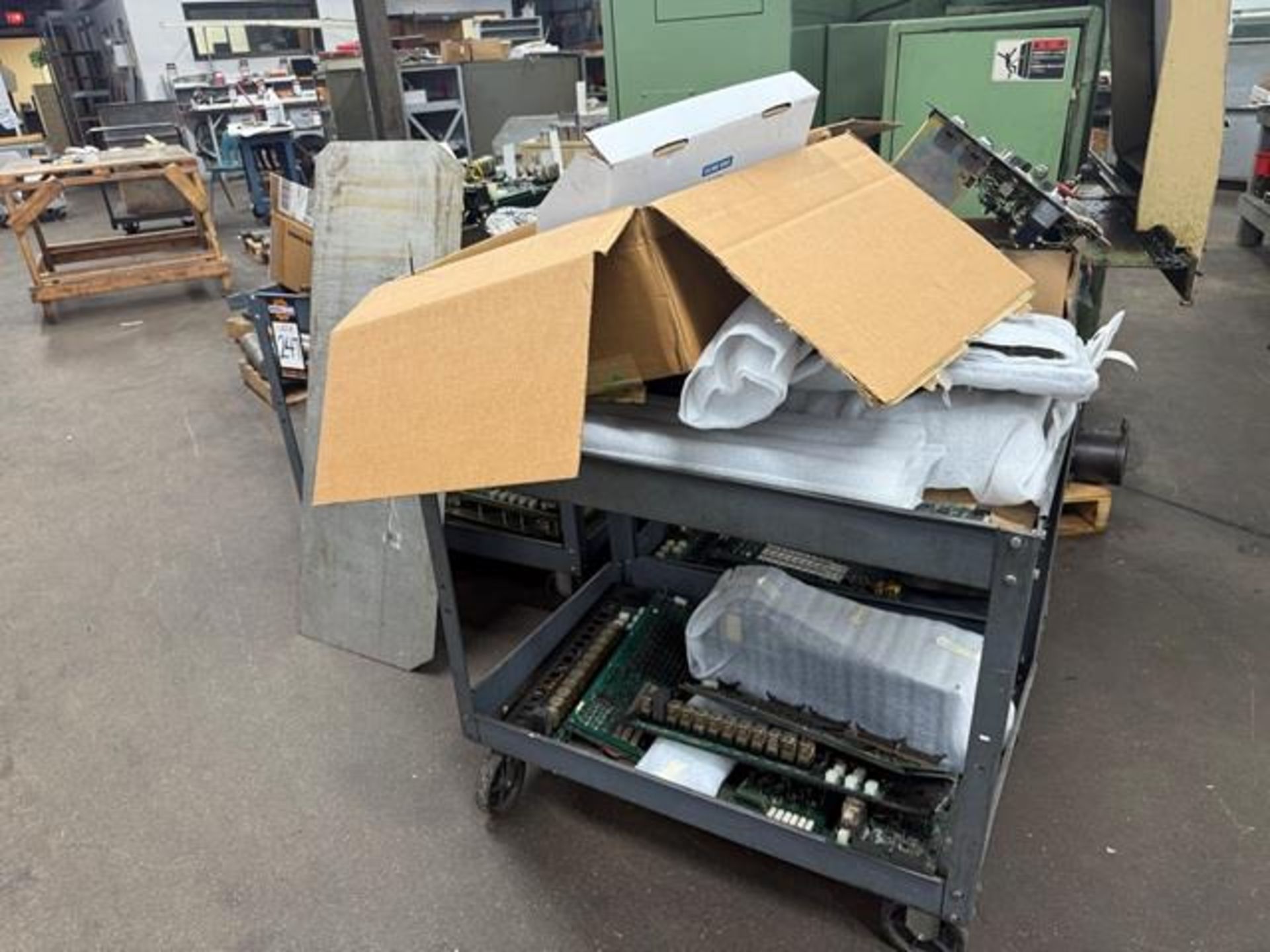 (3) Rolling Shop Carts with Extensive Assortment of CNC Electronics ...