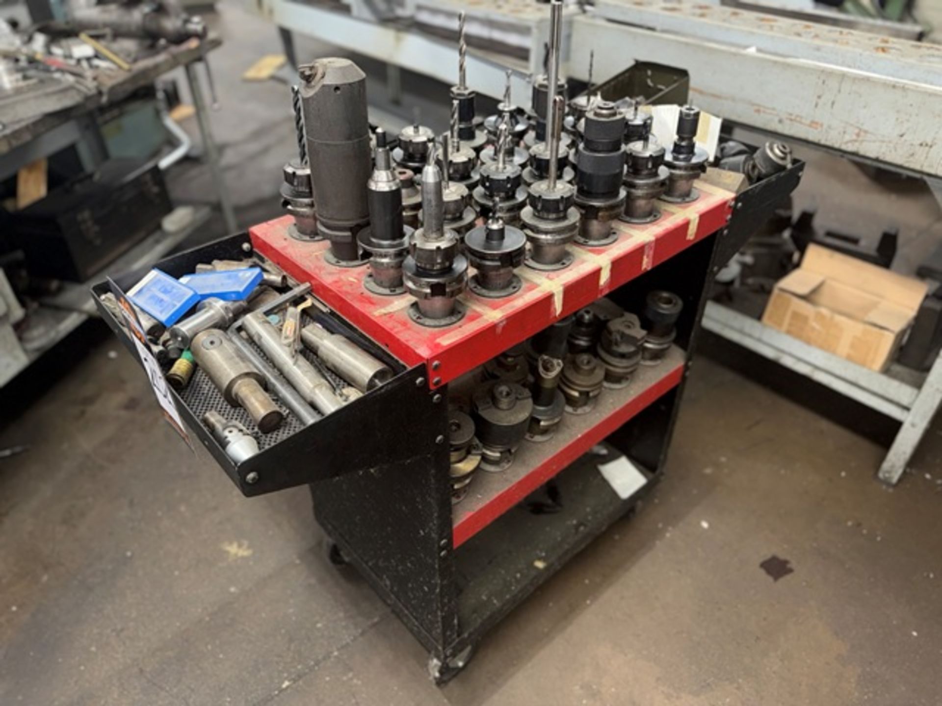 Huot Tool Storage Cart - (34) CAT 40 Taper Toolholders - Boring Tools ...