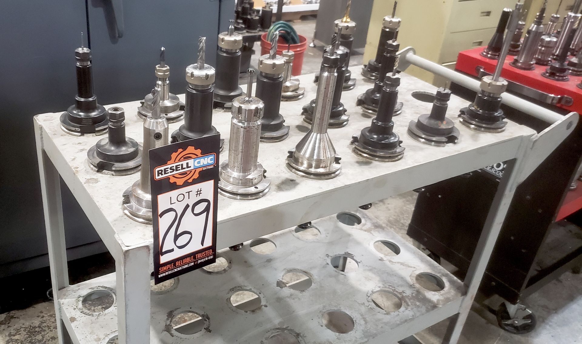 (17) 50 Taper Tool Holders with Rolling Cart