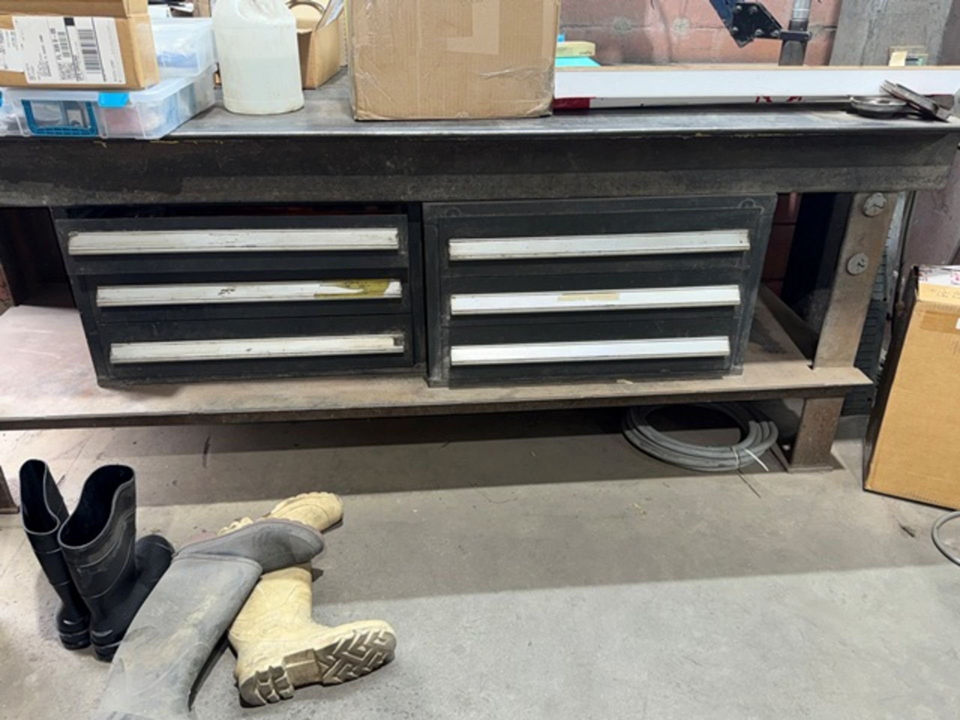 Metal Work Table with Wilton Drill & Tap Flexible Arm, (2) Tool Chest ...