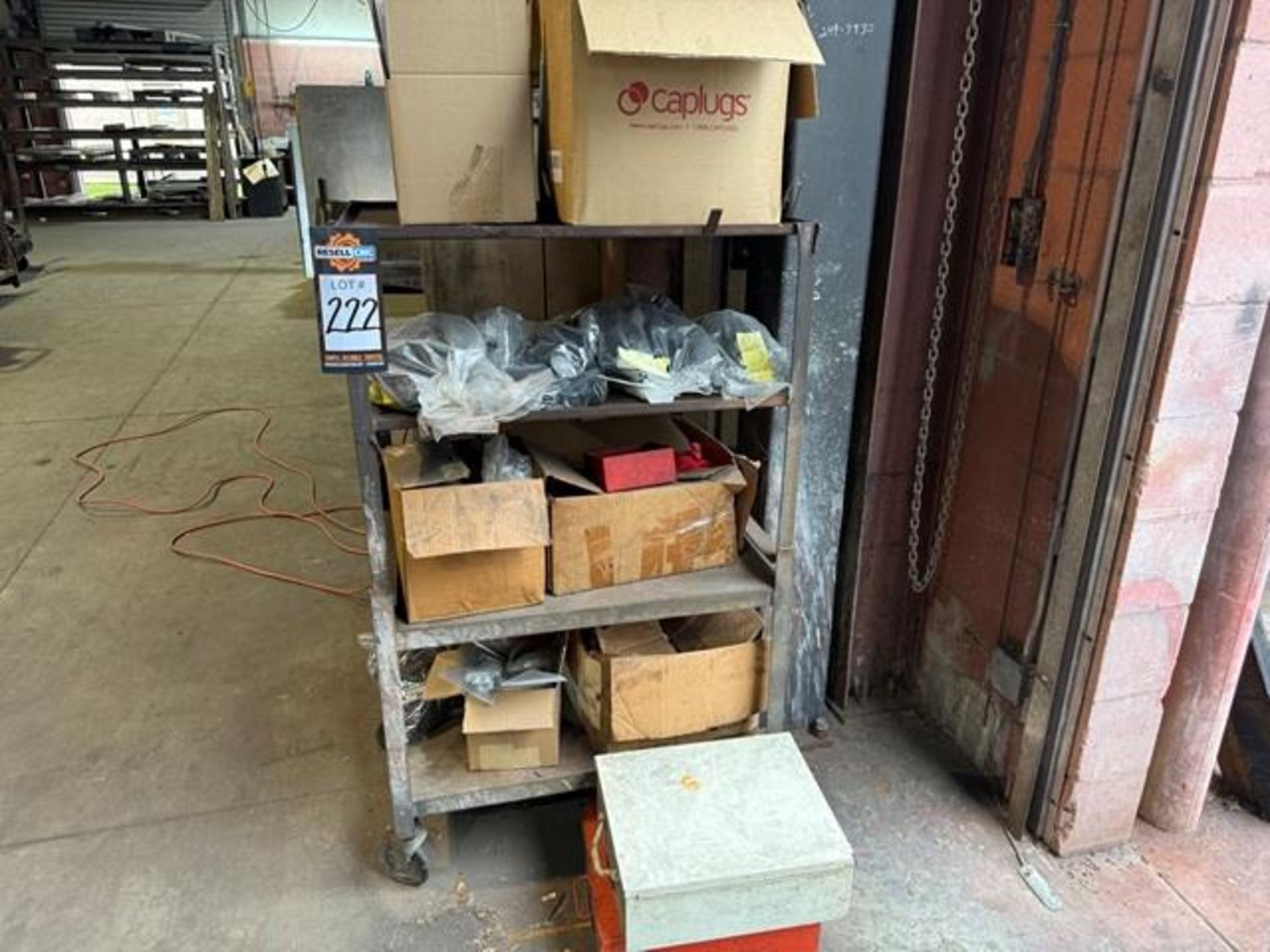 Rolling Shop Rack with Miscellaneous