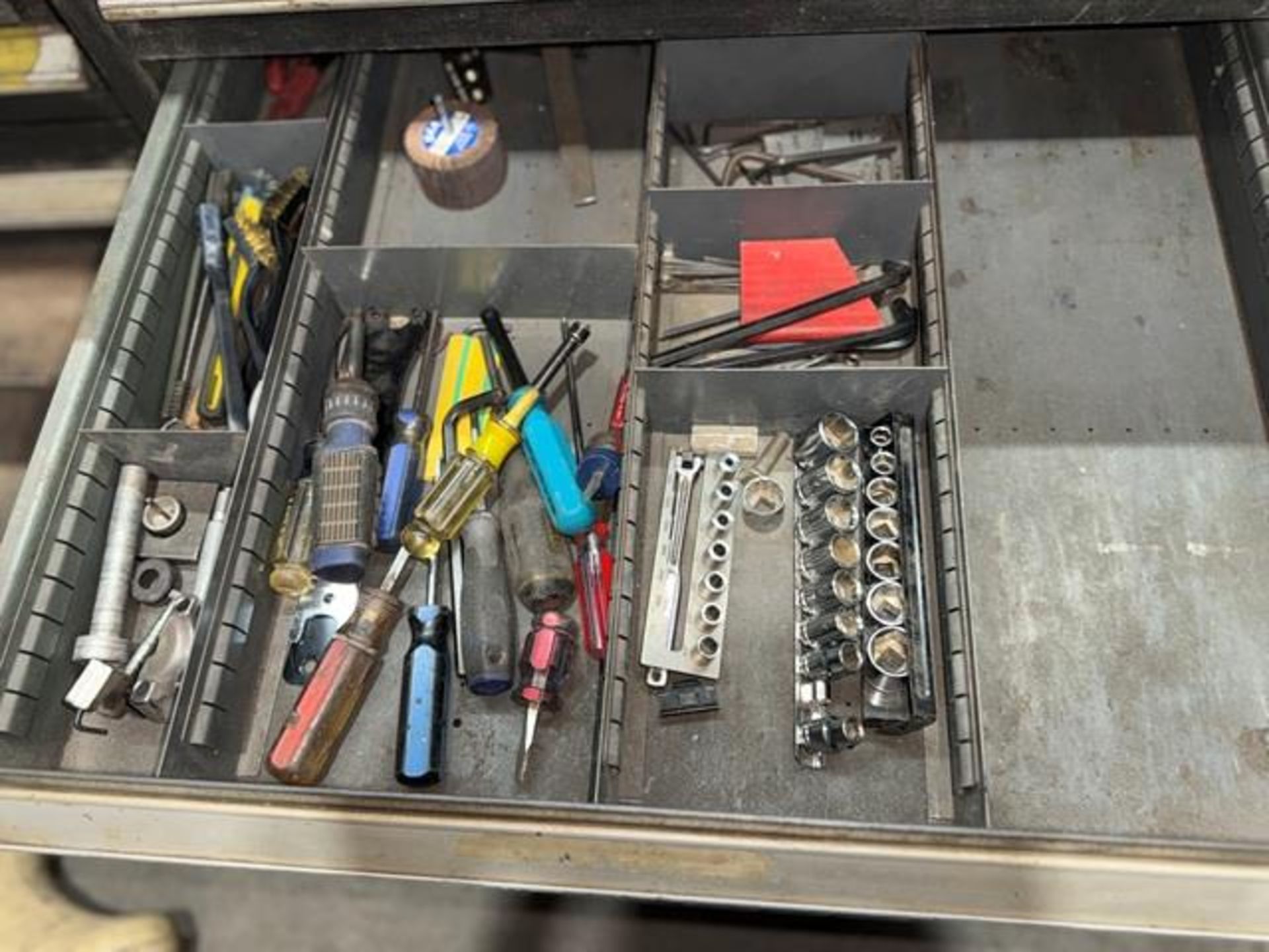 Metal Work Table with Wilton Drill & Tap Flexible Arm, (2) Tool Chest ...
