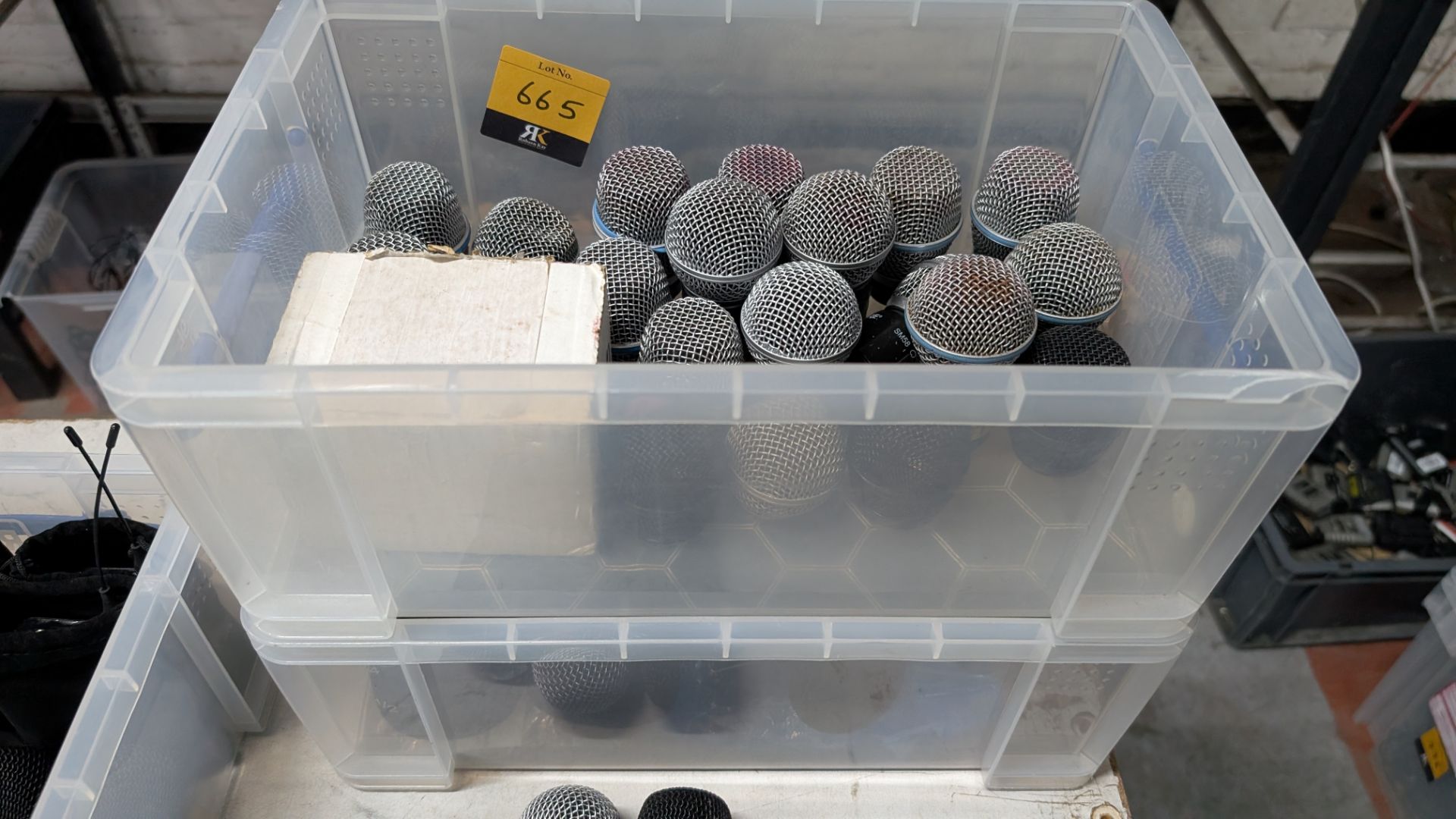 The contents of 2 Crates of 11 Microphone Heads and related itemsThis ...
