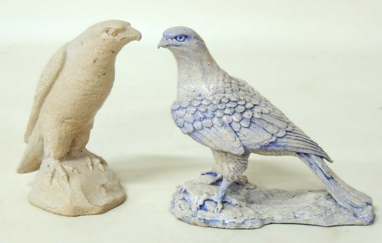 LEEDS FIRECLAY COMPANY SALT GLAZED STONEWARE MODEL OF A HAWK, marked ...