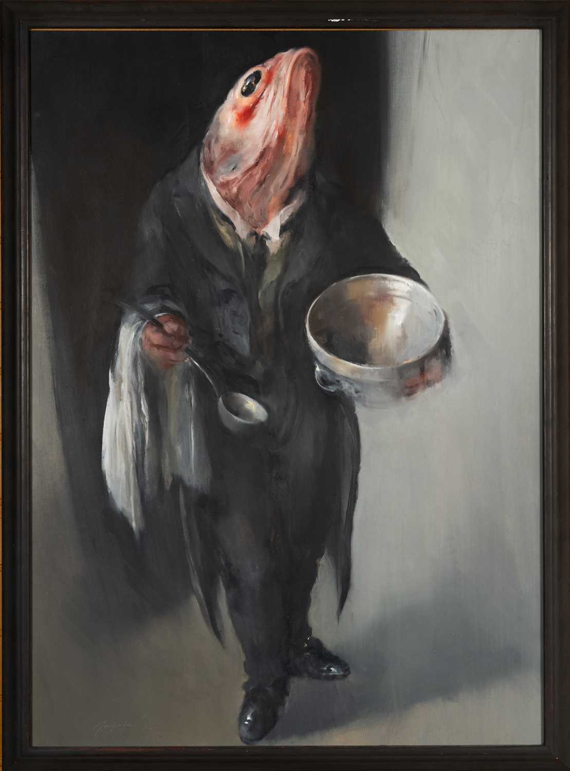 JOHN MACFARLANE (b.1948) large oil on paper - entitled verso, 'Fish ...