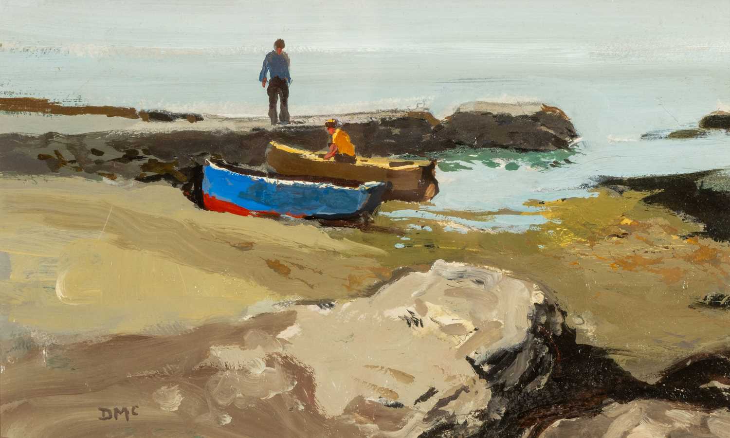 DONALD MCINTYRE (1923-2009) acrylic - entitled verso, 'Two Men, Two ...