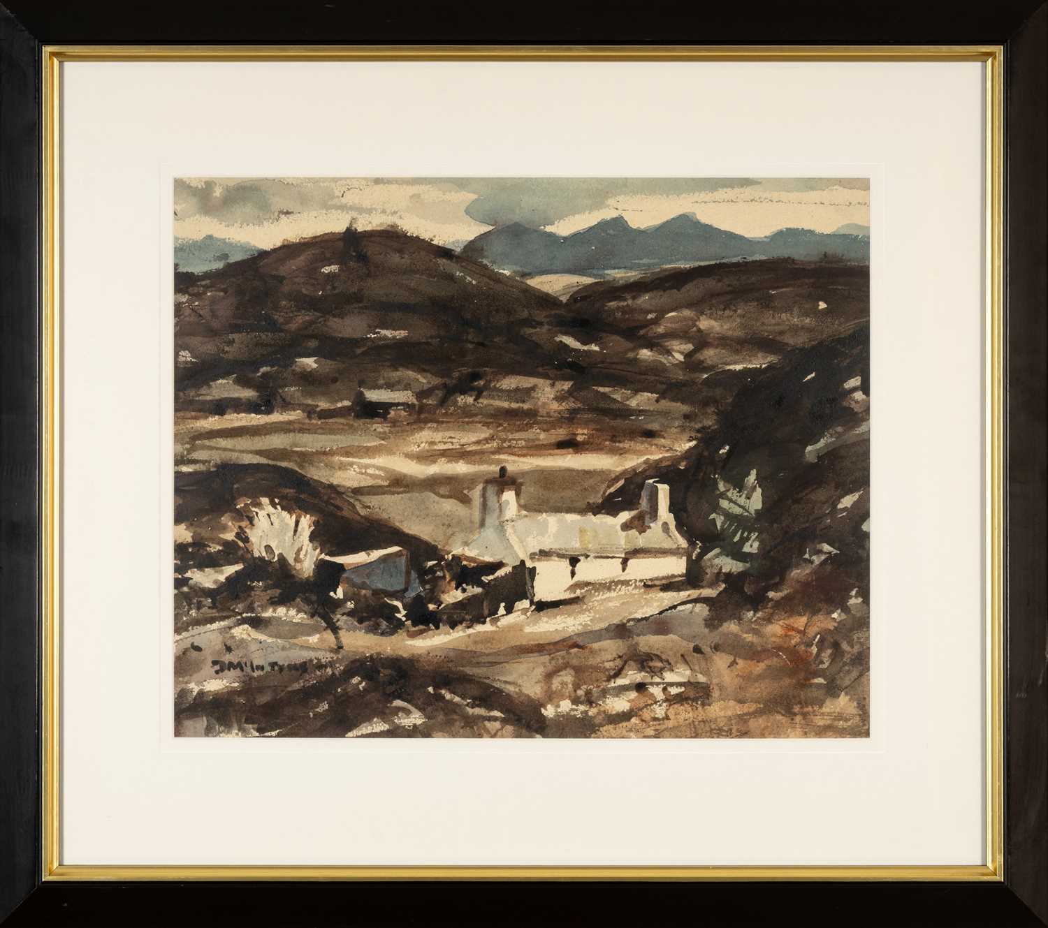 DONALD MCINTYRE (2023-2009) watercolour - entitled verso, 'Cottage in ...
