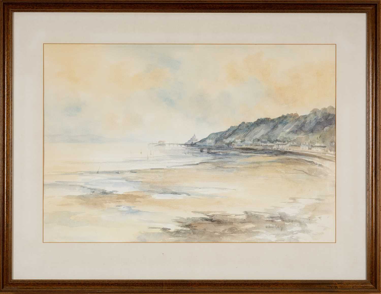VALERIE GANZ (1936-2015) watercolour - the Gower Peninsula at low tide ...