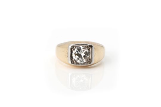 Solitärring585 Gelb- und Weißgold, geprüft, Diamant im Brillantschliff ...