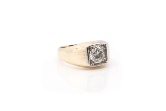 Solitärring585 Gelb- und Weißgold, geprüft, Diamant im Brillantschliff ...