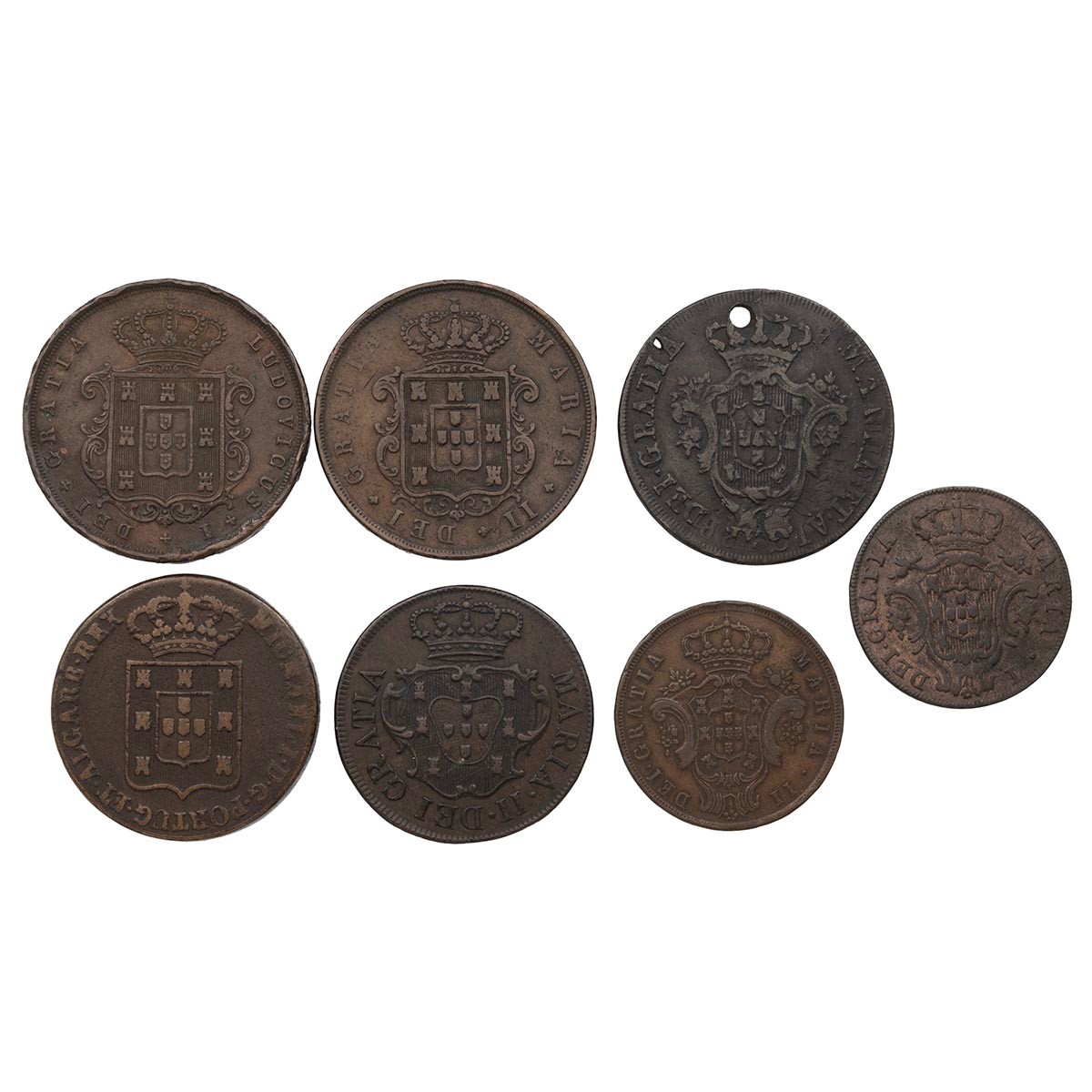Portugese/Azores Copper Coins - varied grades with nice examples of ...