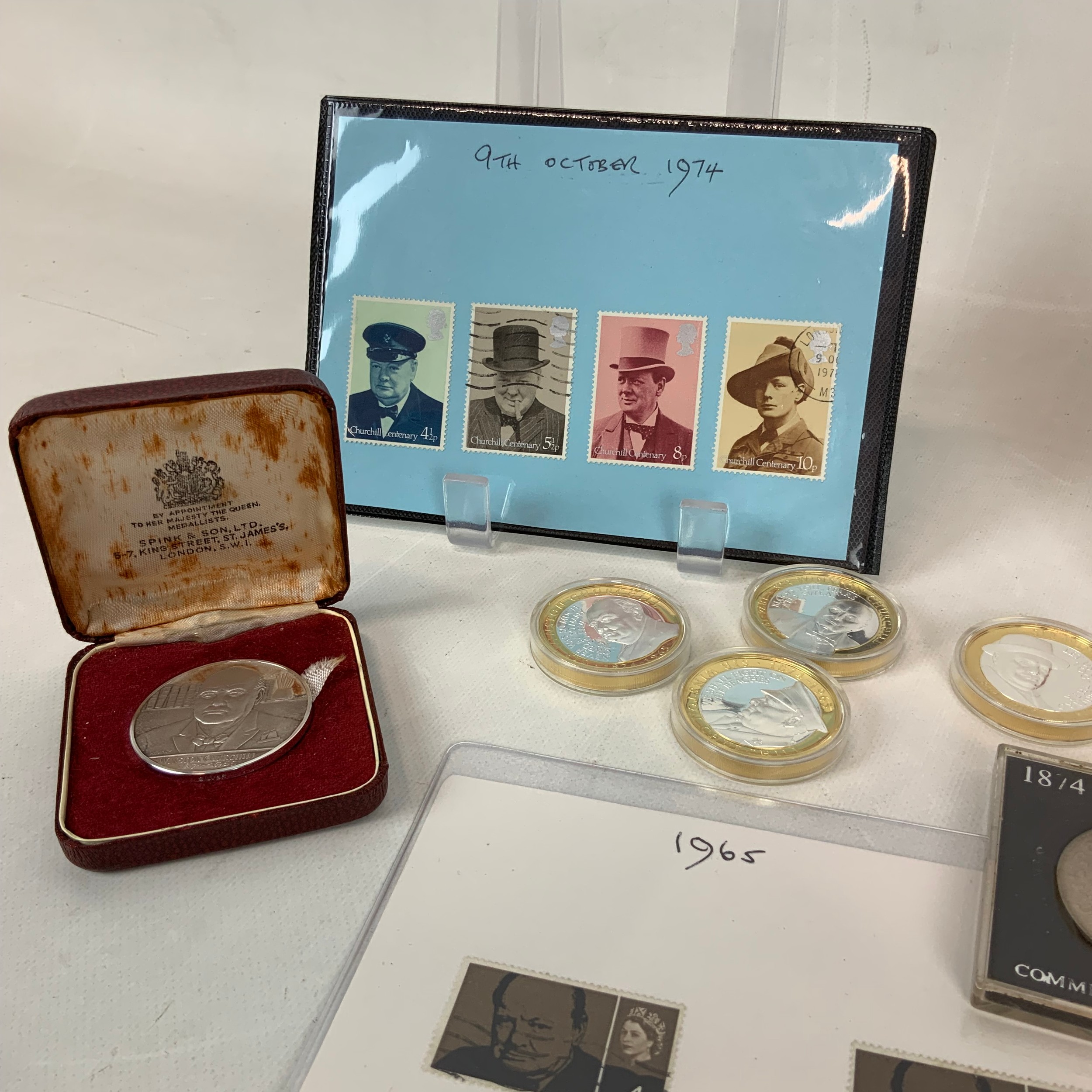 Collection of Sir Winston Churchill commemorative coins and medallions ...