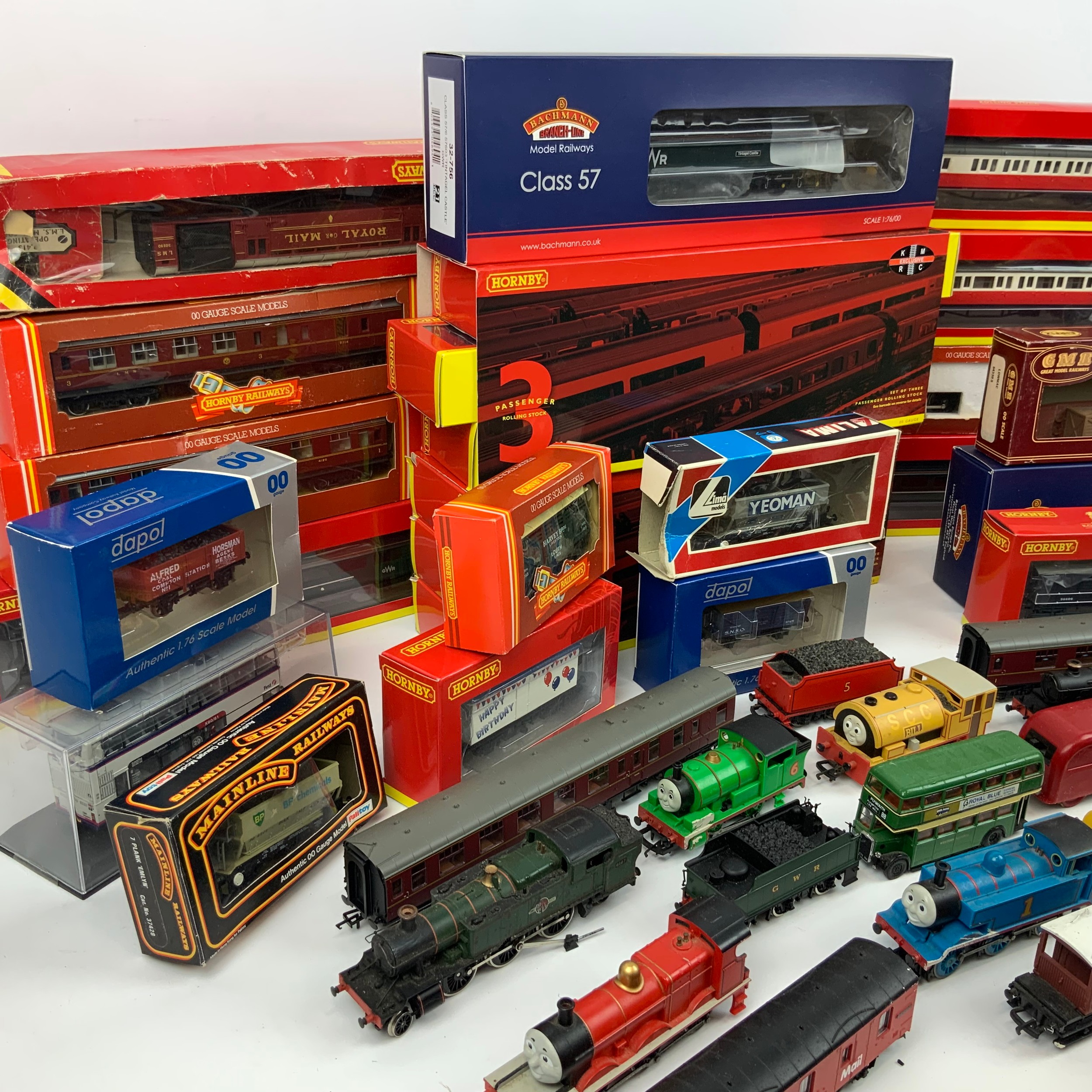 A large collection of model trains, including locomotives and rolling ...