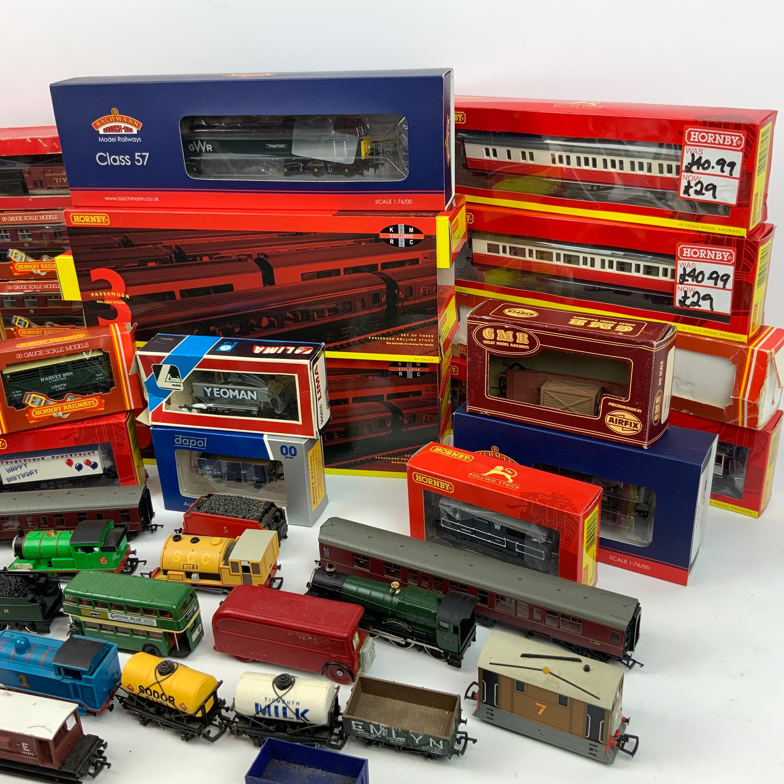 A large collection of model trains, including locomotives and rolling ...